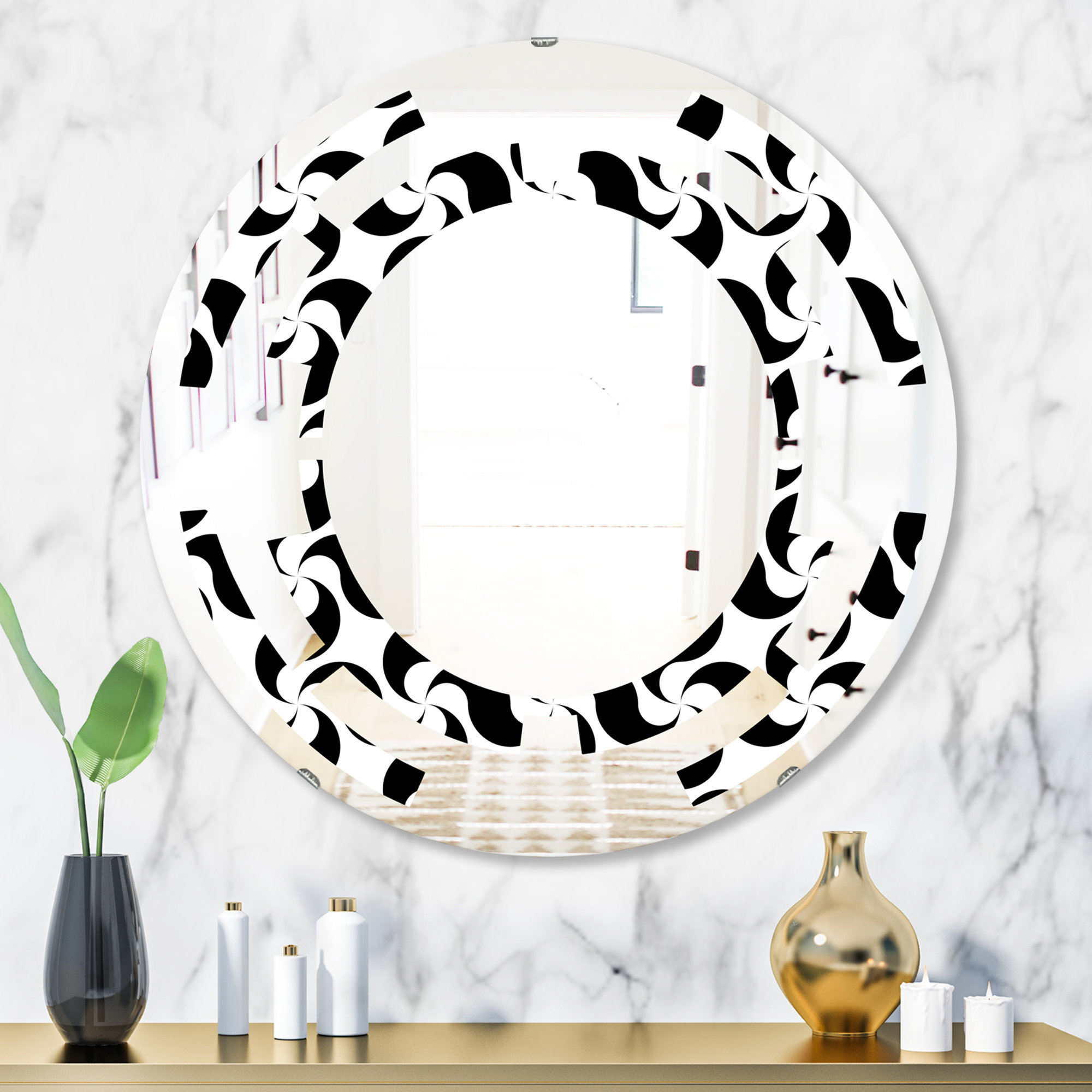 East Urban Home Monochrome Geometric Pattern IV Space Modern ...
