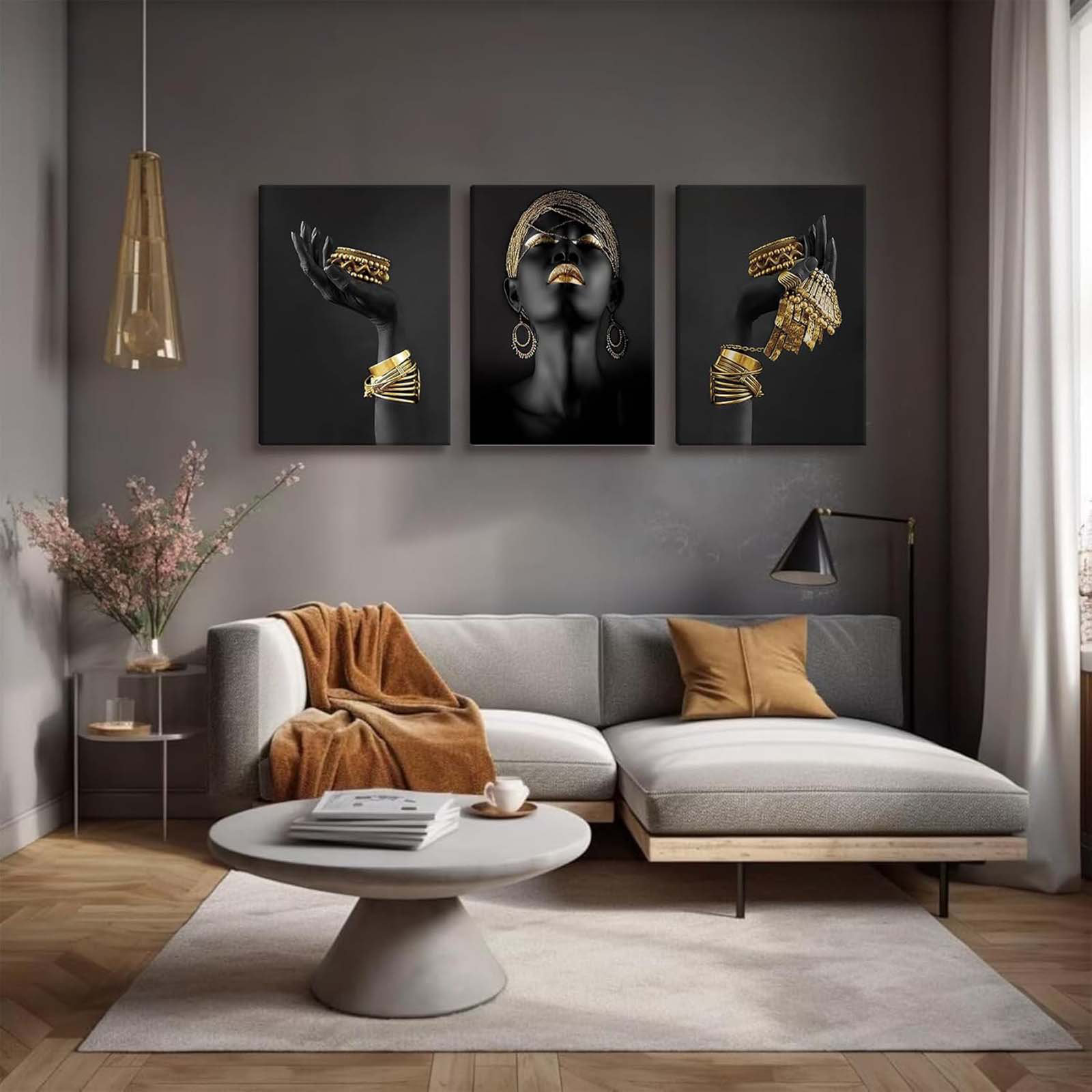 Brayden Studio® Black Gold African American Woman Wall Art Fashion Black Girl Golden Jewellery ...