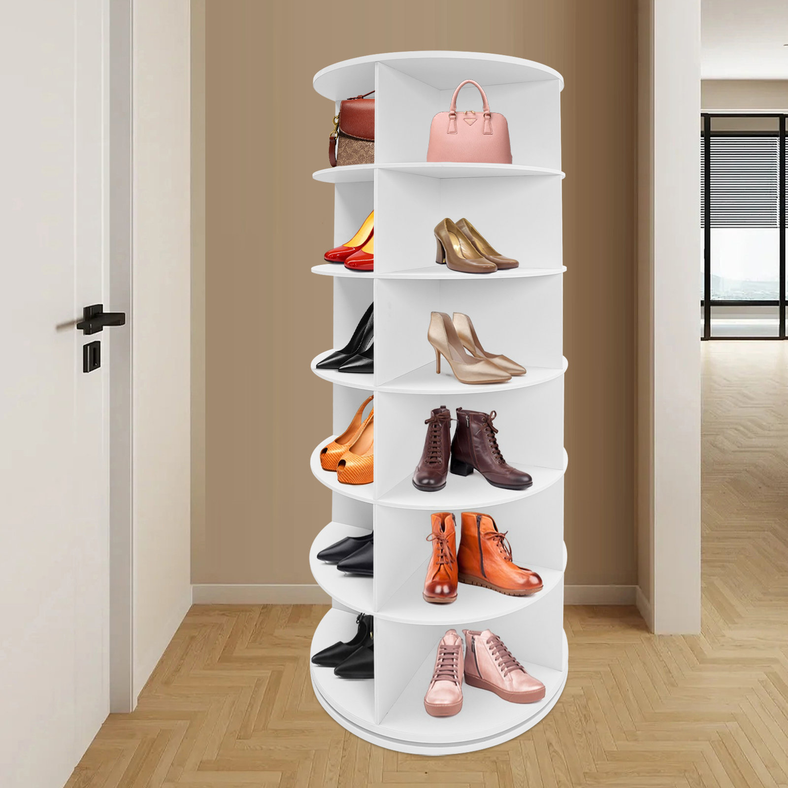 Latitude Run® Rotating Shoe Rack, Free Standing Shoe Rack, Shoe ...