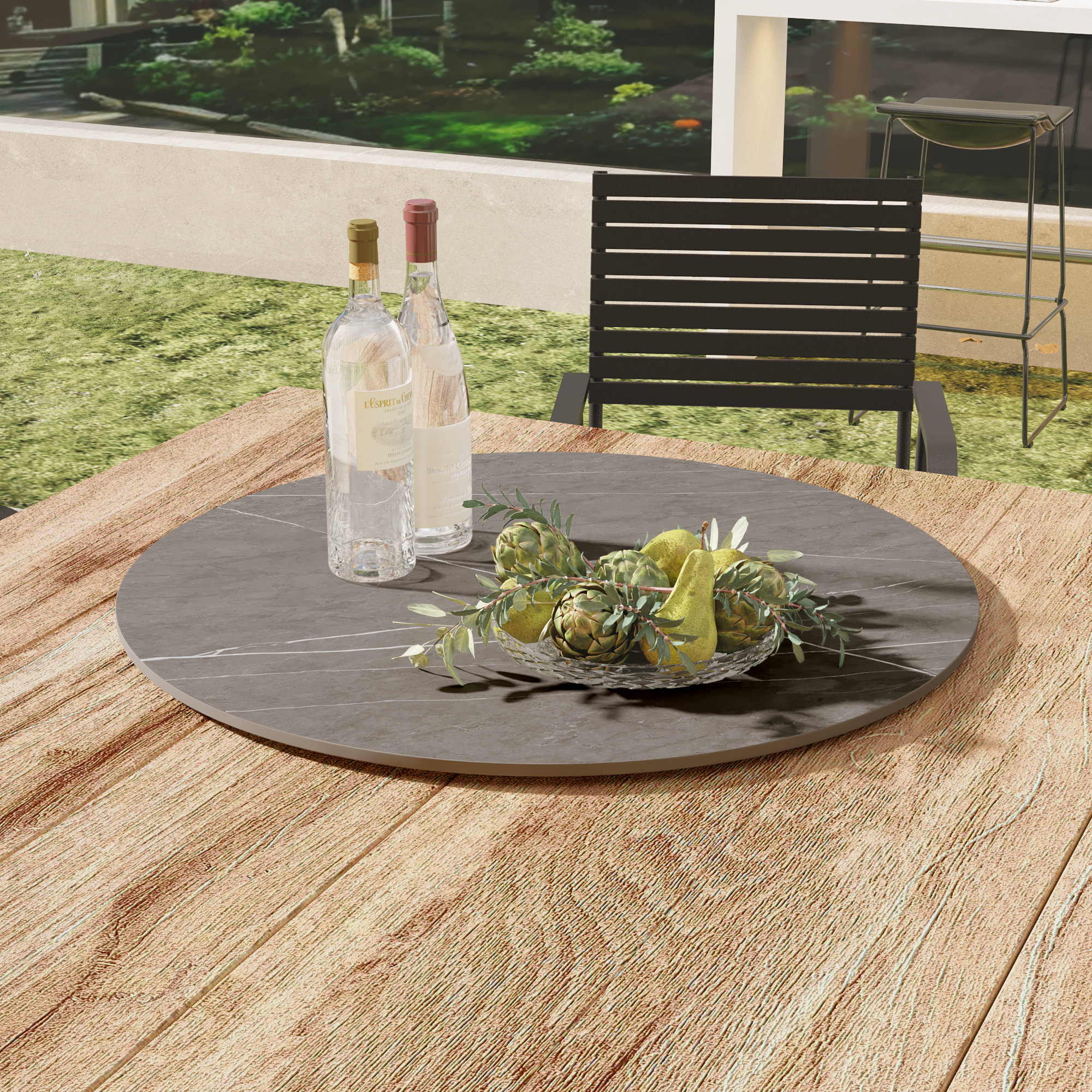 xwdhouse Matte Sintered Stone Lazy Susan Dark Gray (Table Not Included ...
