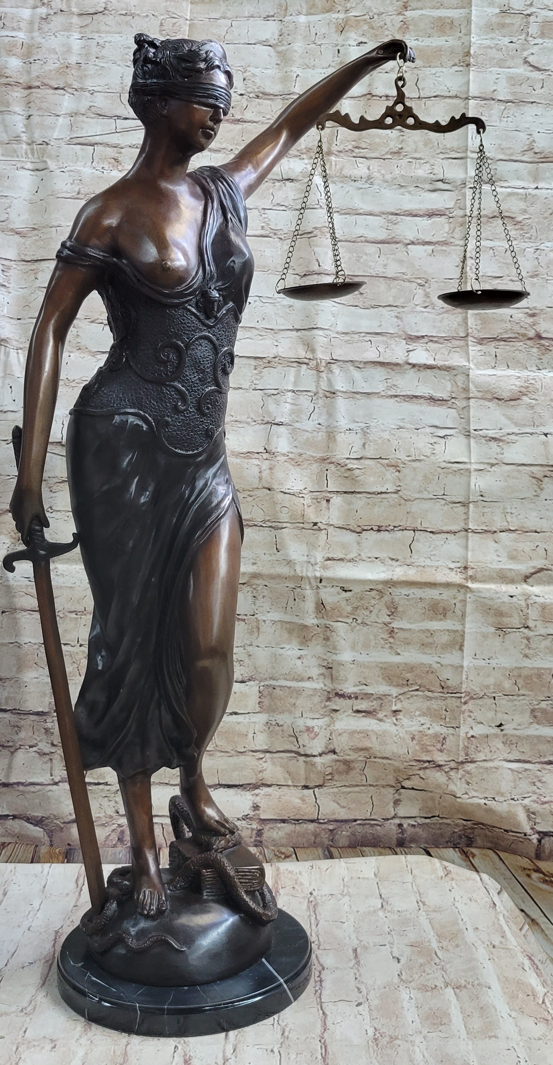 Bronzhaus Blind Lady Justice Justica Bronze Metal Statue Sculpture ...