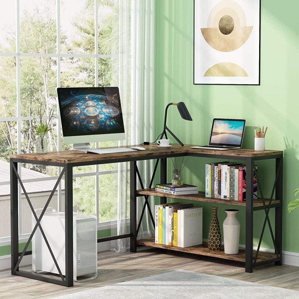 Williston Forge Sansom L-Shaped Metal Base Computer Desk & Reviews ...
