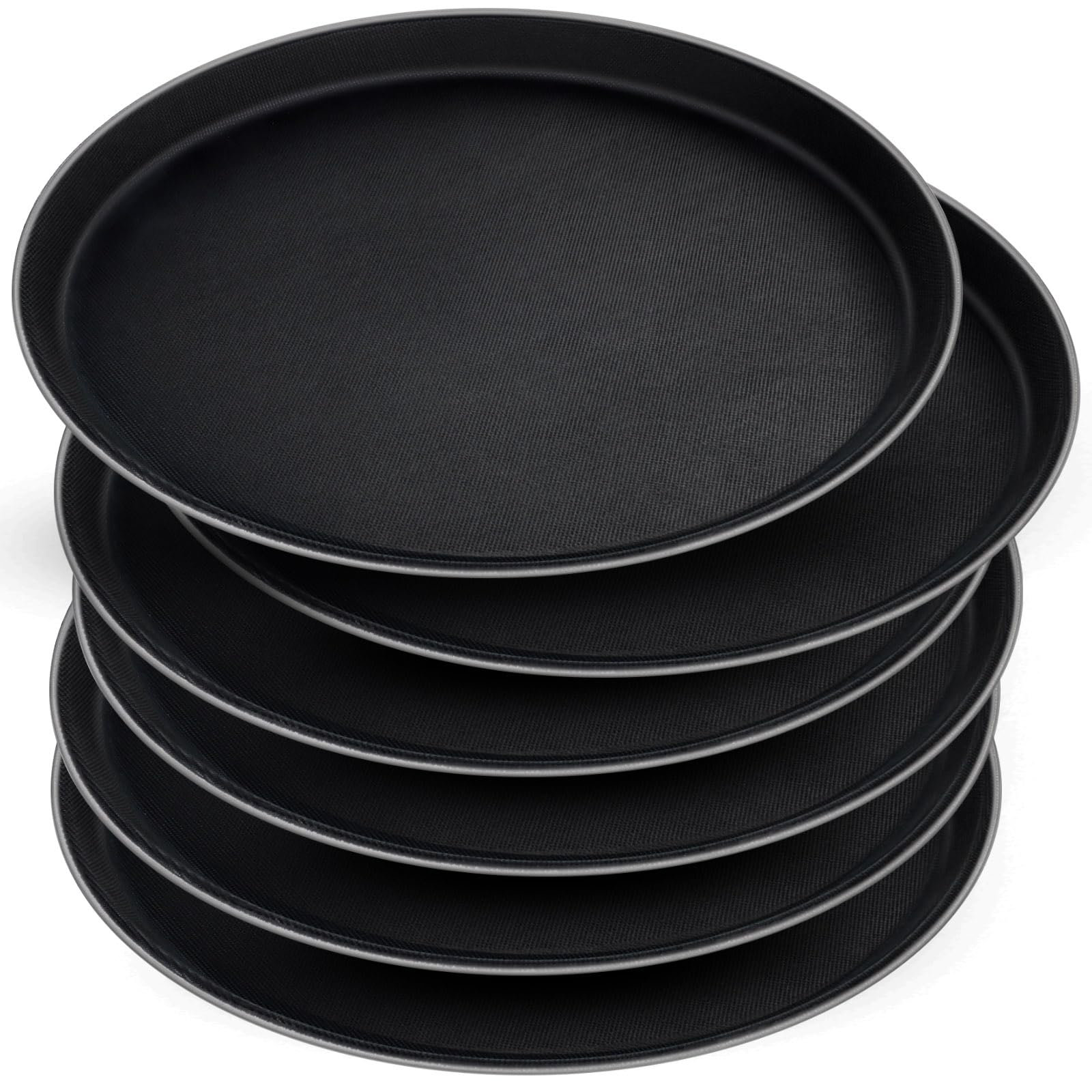 Latitude Run® 6 Pcs Round Serving Trays Restaurant Non Slip Surface ...