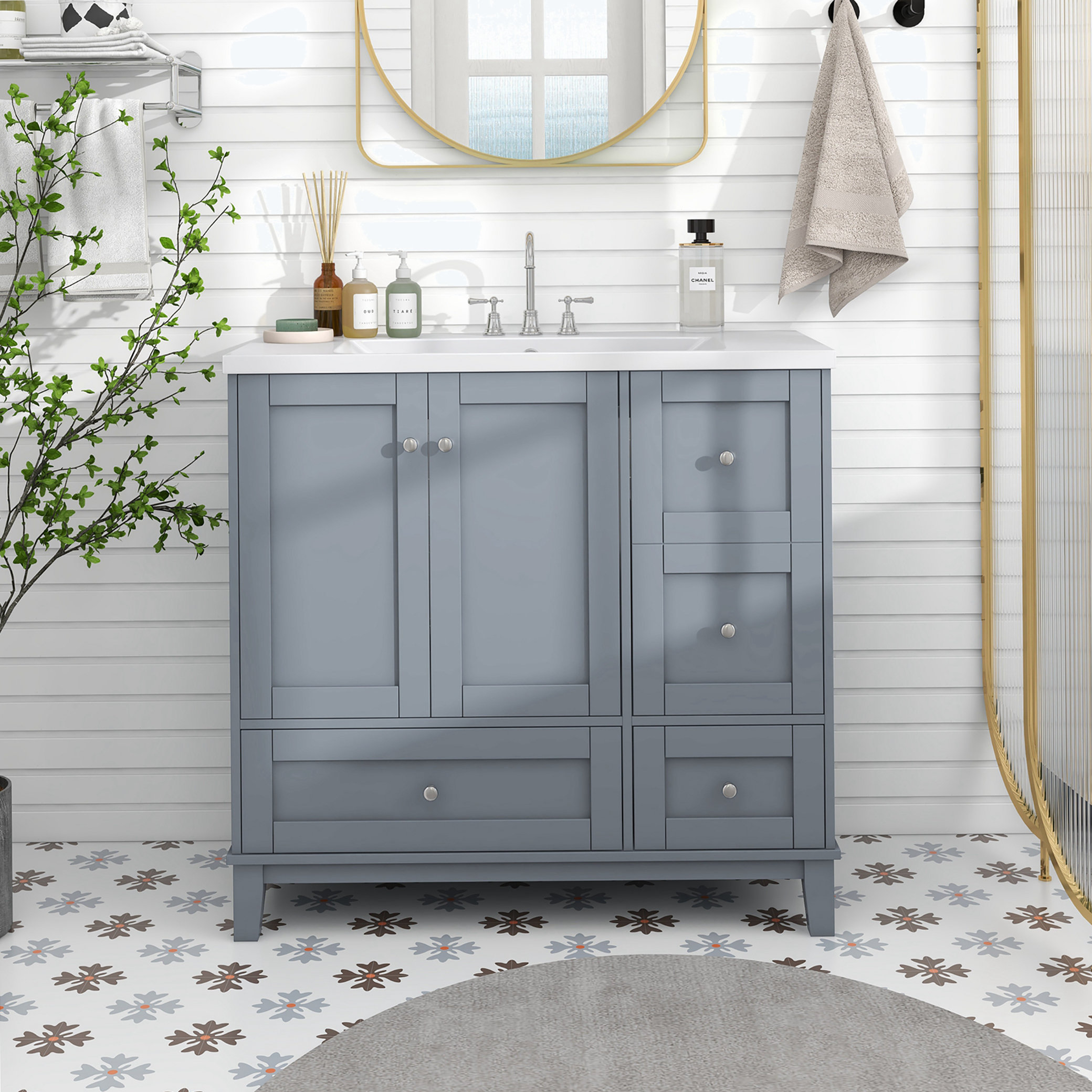 Winston Porter Gintare 36 Free Standing Single Bathroom Vanity With Top