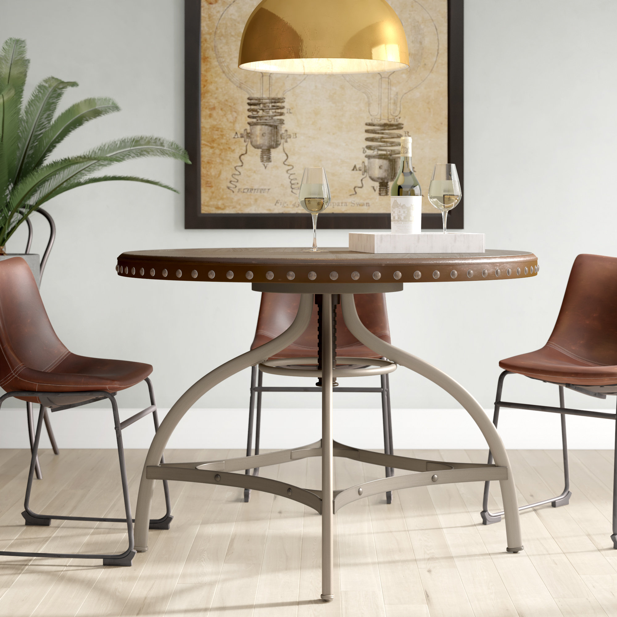 Williston Forge Epley Round Metal Base Dining Table & Reviews | Wayfair