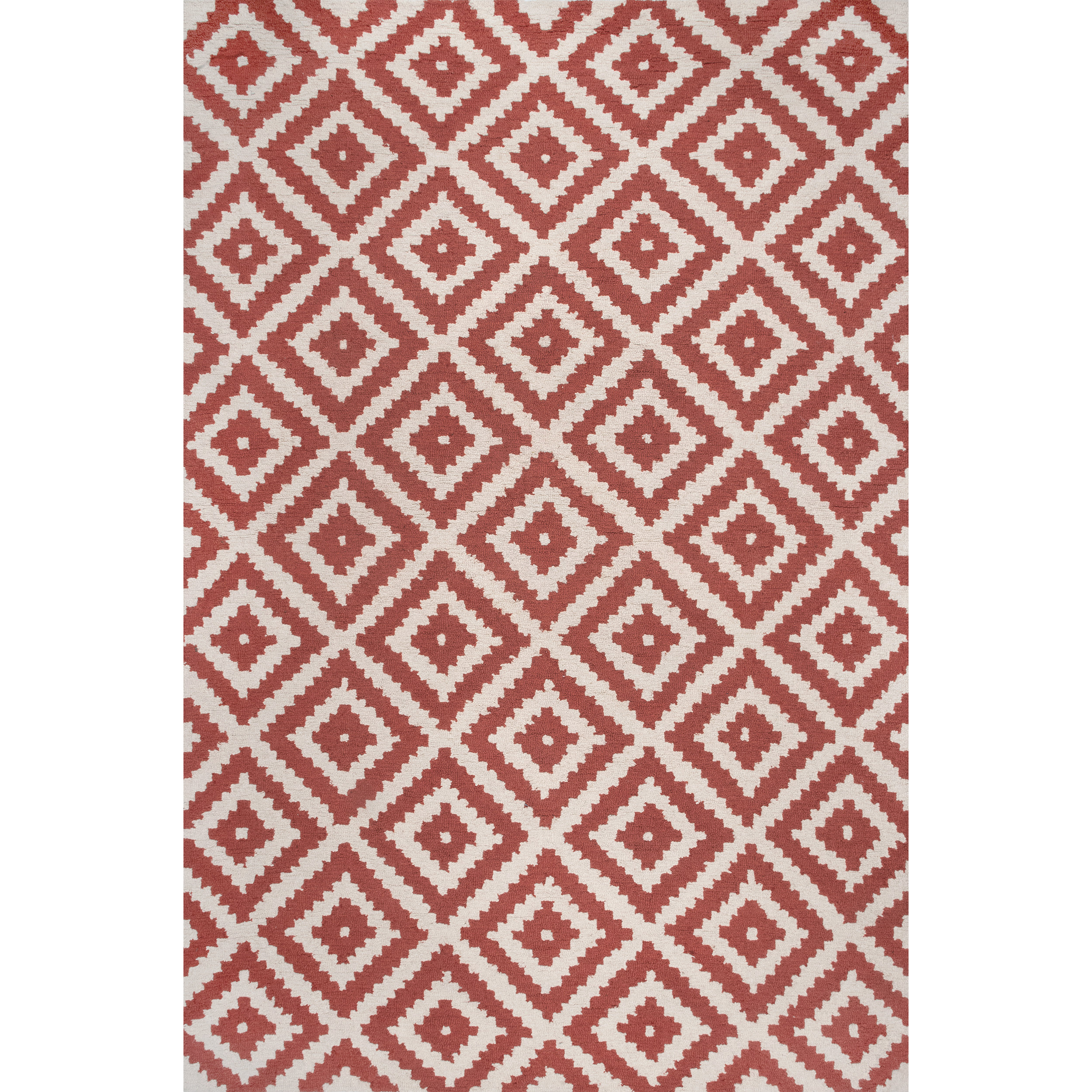 Corrigan Studio® Laureano Geometric Handmade Tufted Wool Rust/White ...