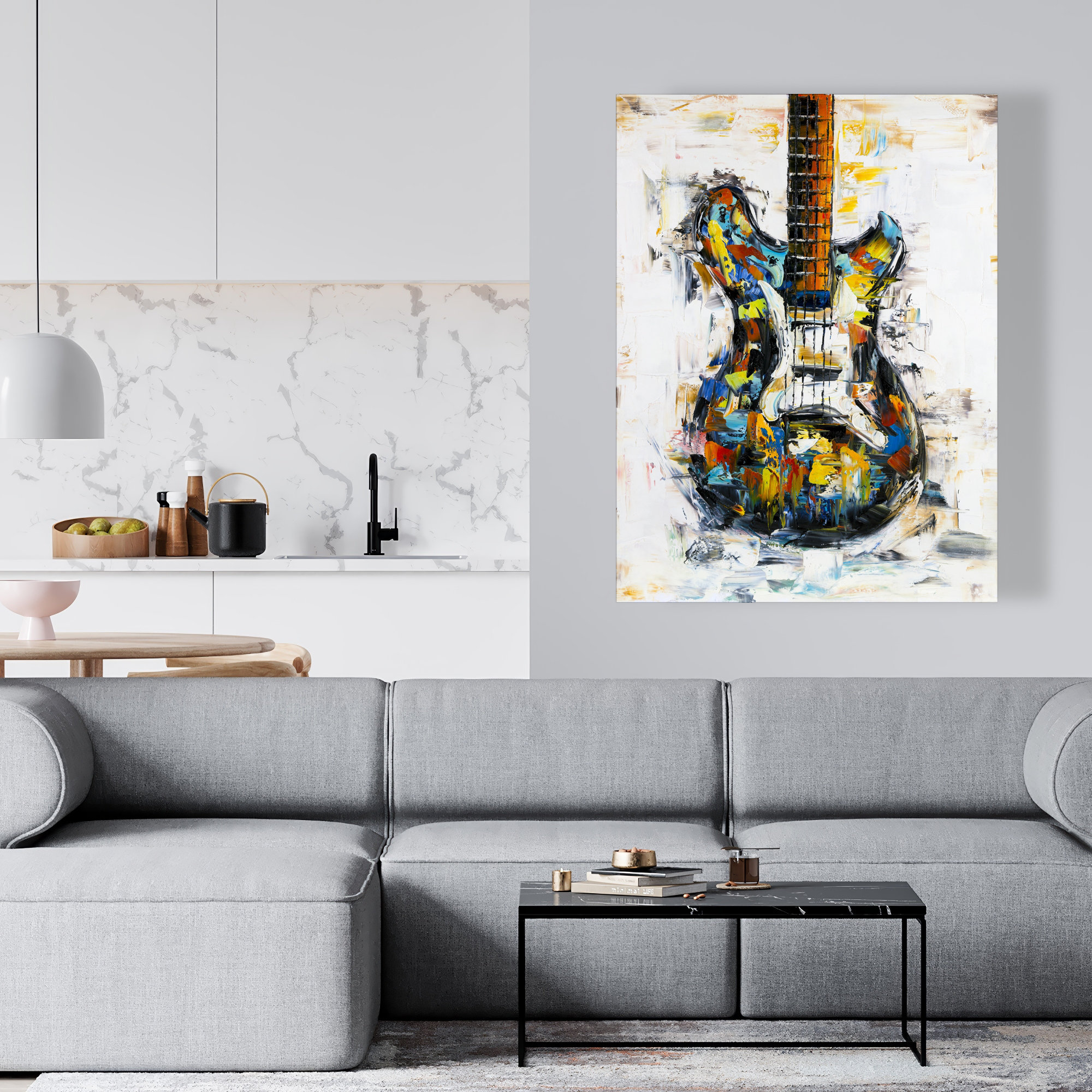 Begin Edition International Inc. Abstract Colorful Guitar - Gray Man ...