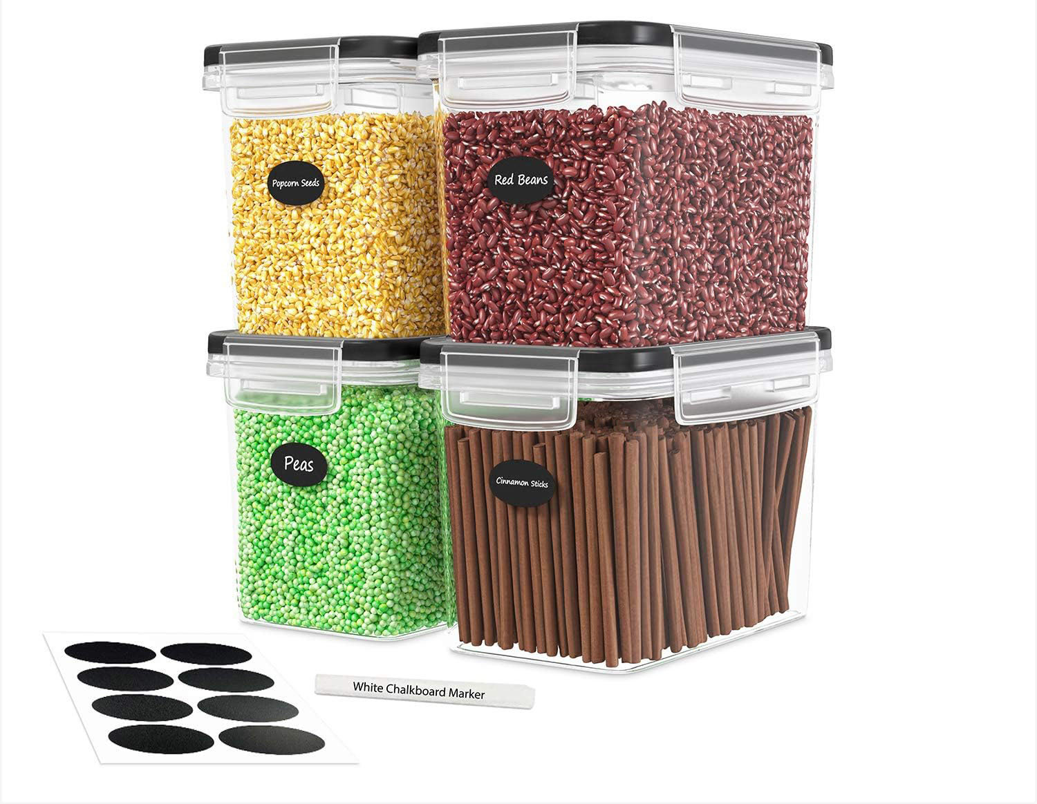 Prep & Savour 4 Pieces 3.6L , Plastic BPA Free Kitchen Pantry Storage ...