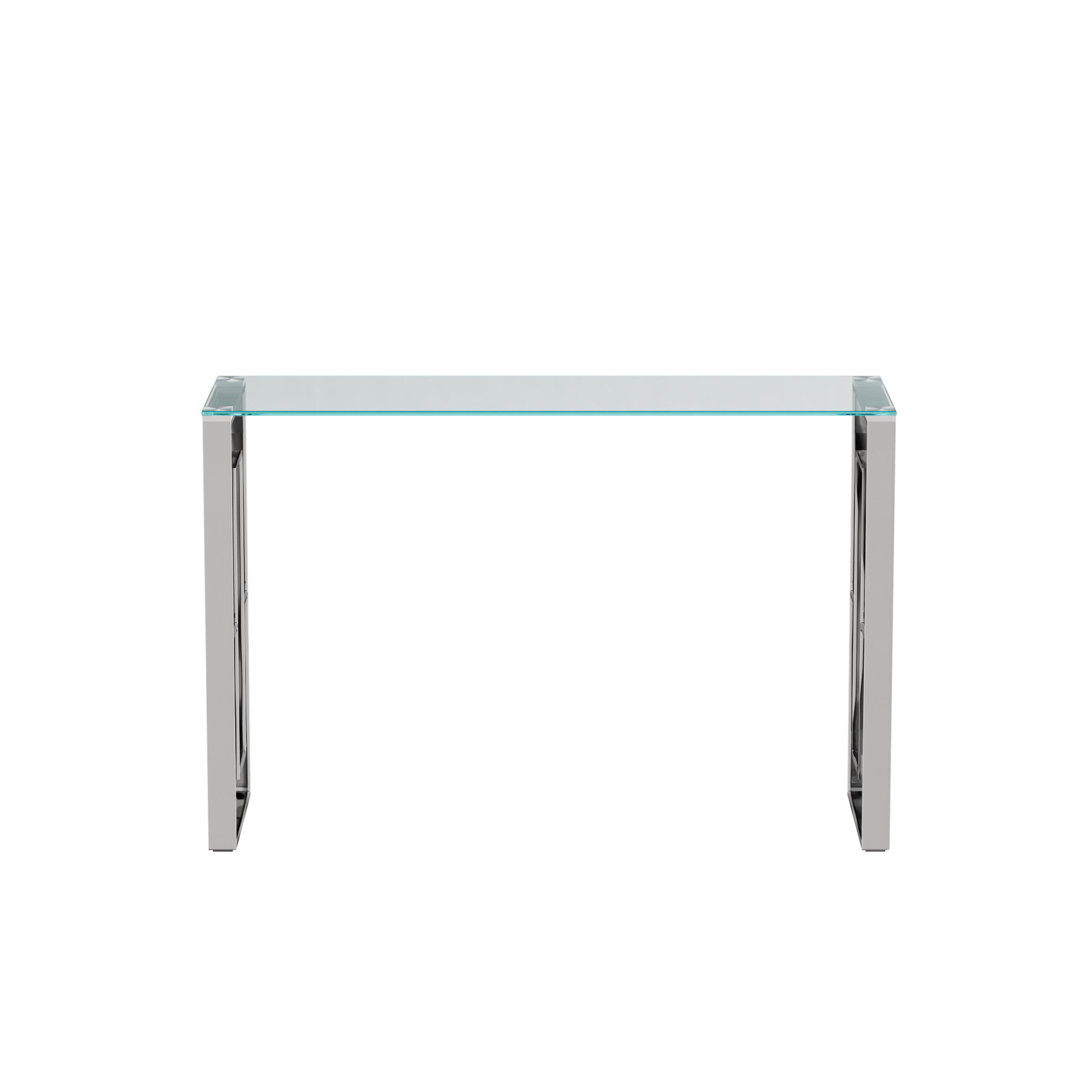 Ivy Bronx Stainless Steel Glass Console Table: Minimalist Style For ...