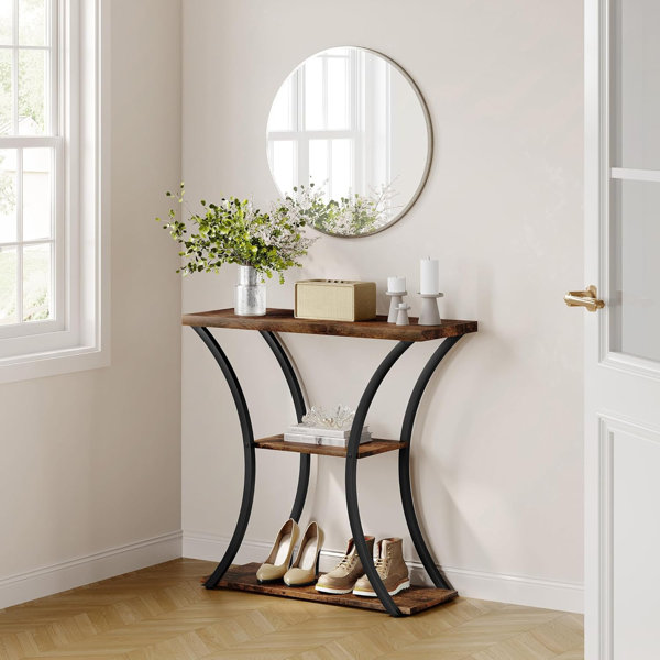17 Stories 3-Tier Rustic Console Table With Open Wood Shelves For ...