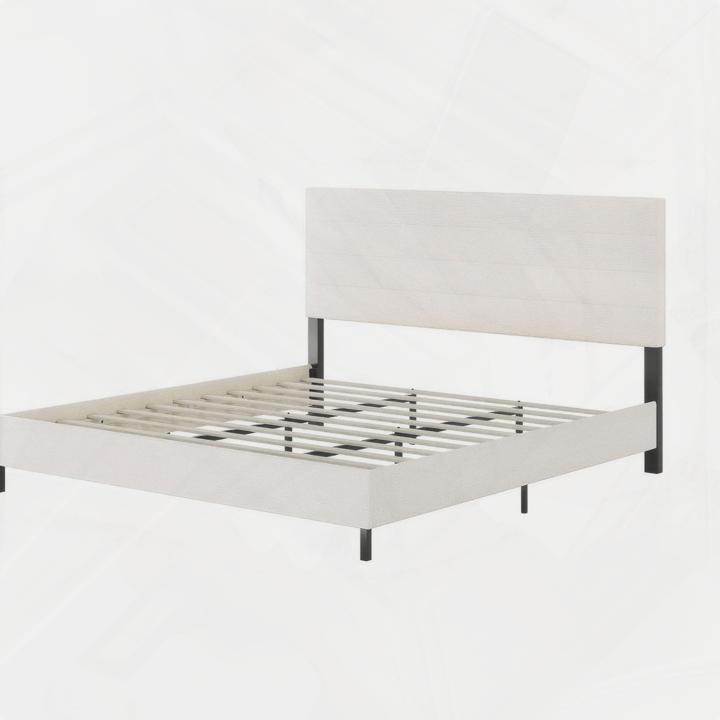 Mercer41 Upholstered Platform Bed Frame With High Headboard 12 Hardwood ...