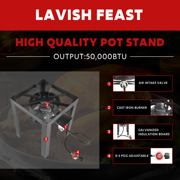 IVY&LANE Premium Aluminum 30QT Turkey Fryer & 10QT Fish Fryer Kit with ...