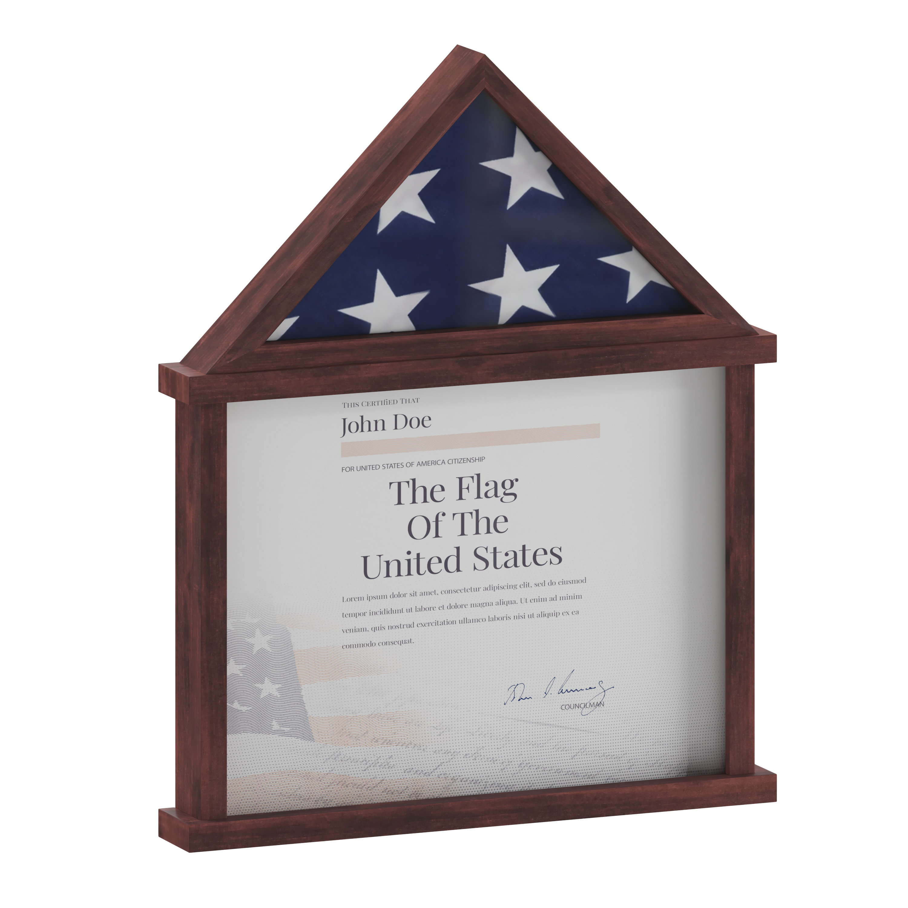 Flash Furniture Quincy Memorial Flag Display Case with Certificate ...