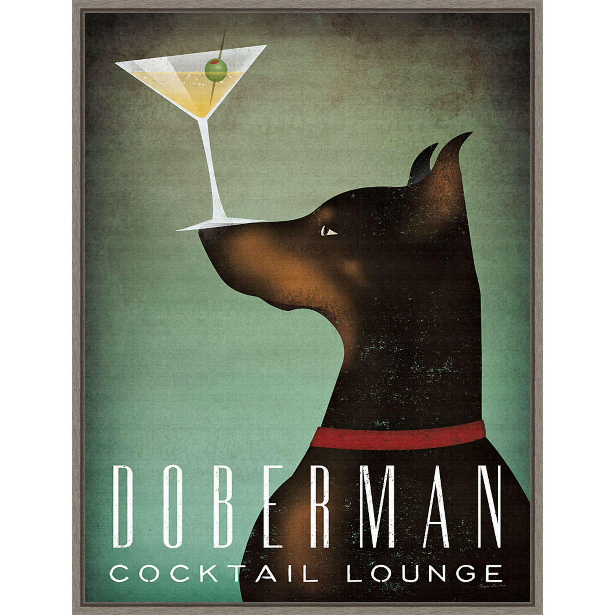 Trinx Doberman Martini by Ryan Fowler - Floater Frame Graphic Art Print ...