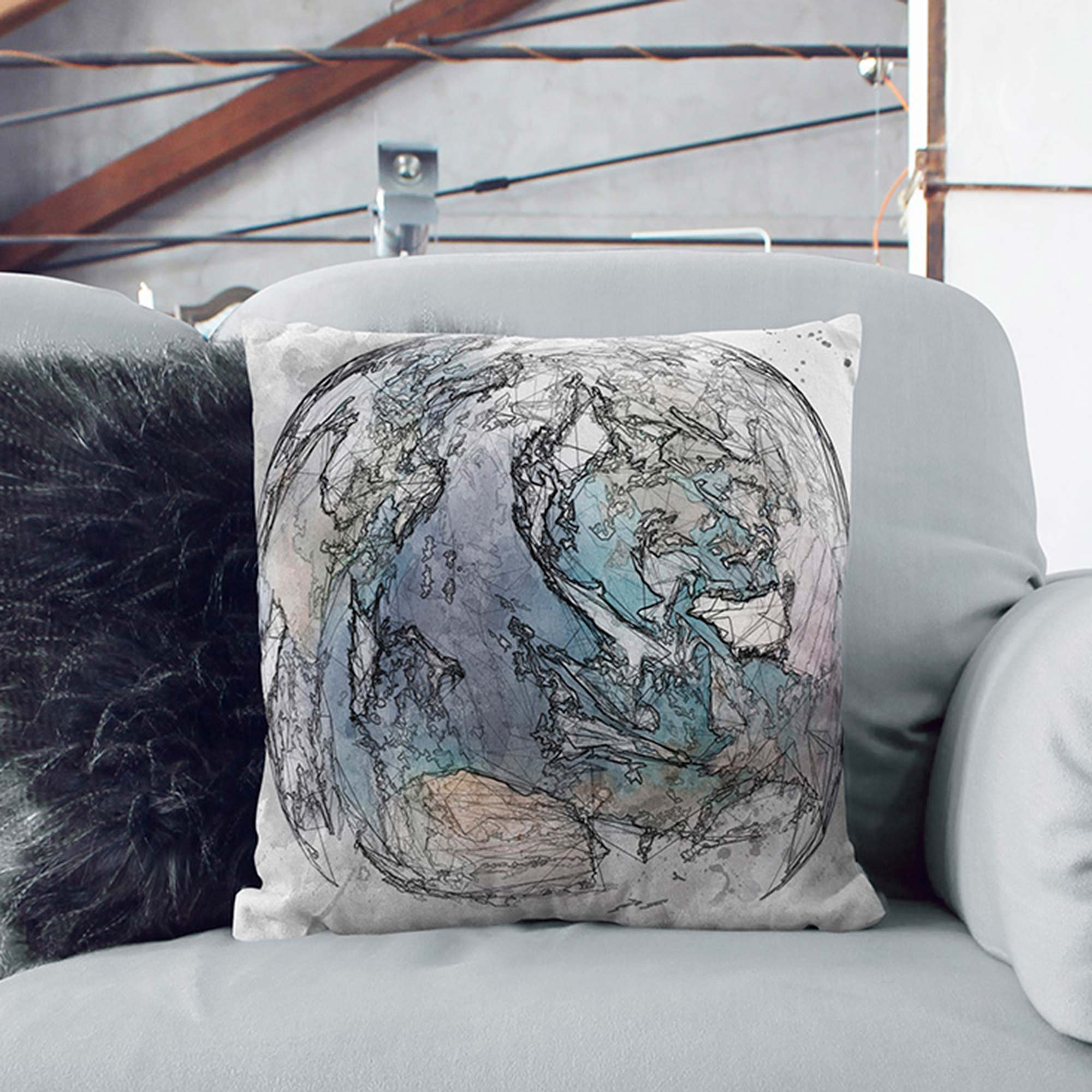 East Urban Home Blue Marble of Planet Earth Cushion with Filling ...