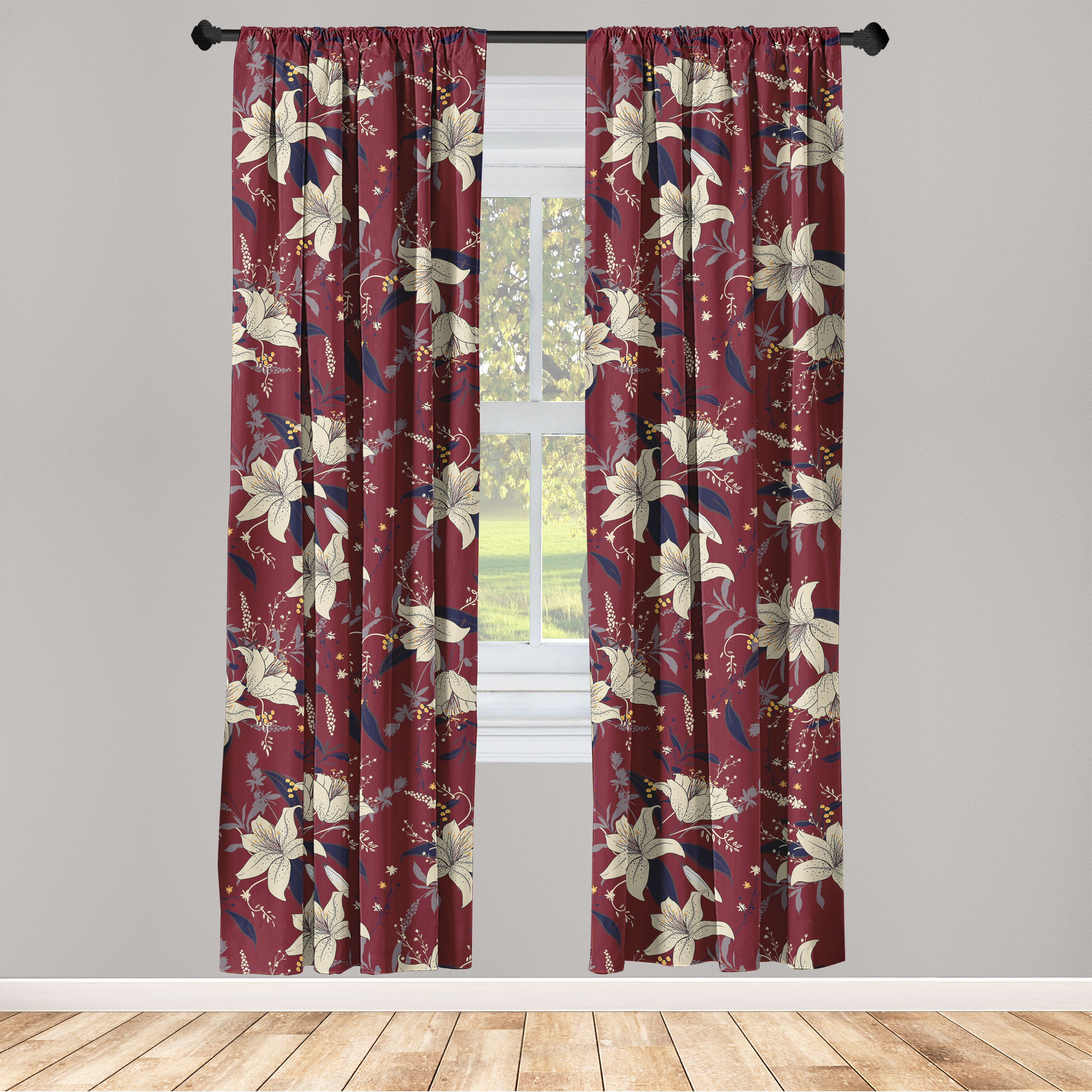 East Urban Home Nature Themed Curtains Floral Romance Vibes Pair of ...