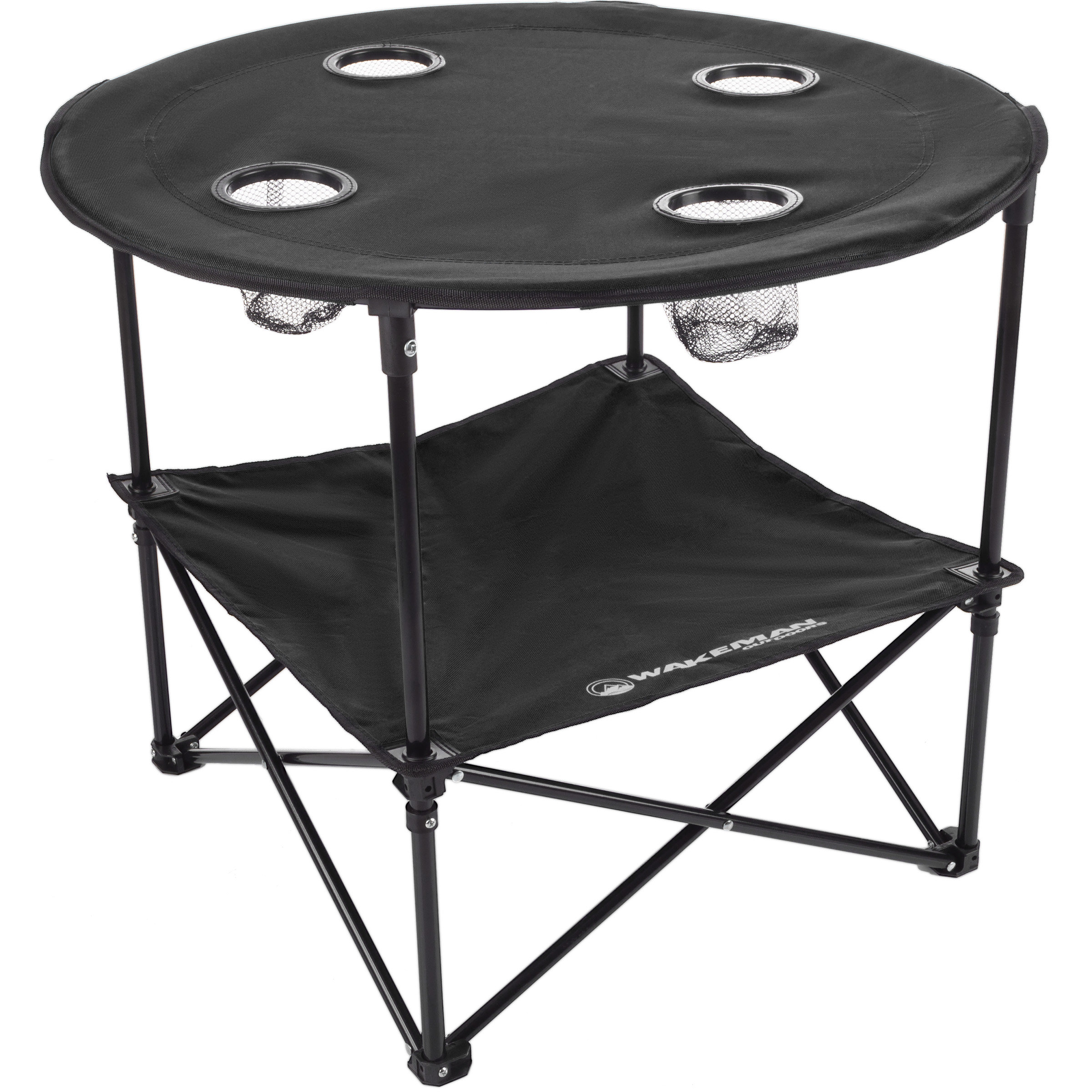 Wakeman Outdoors 2-Tier Folding Camping Table with 4 Cupholders and ...