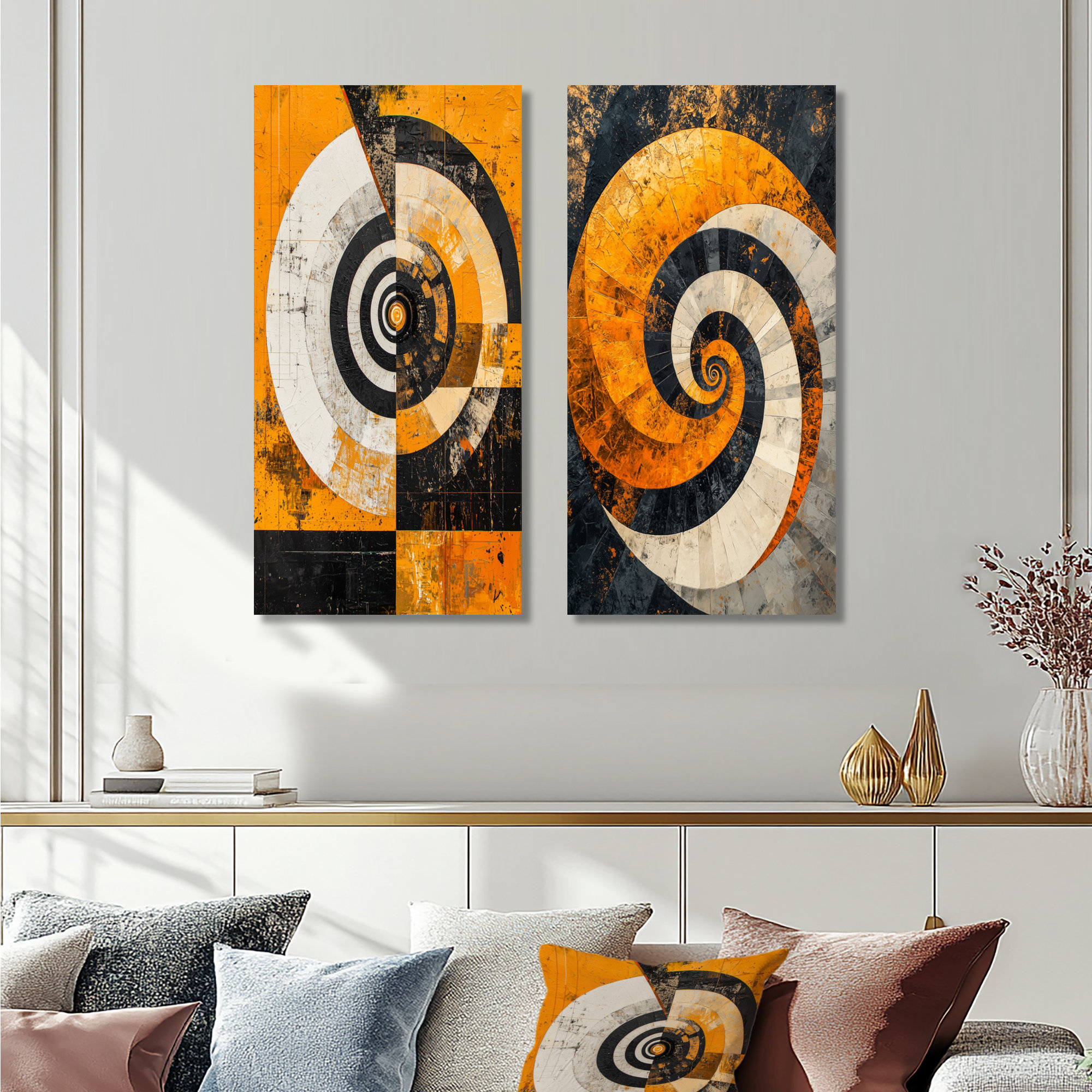 Ivy Bronx Vortex Geometric Spiral I - Geometric Wall Art 2 Pieces Set ...