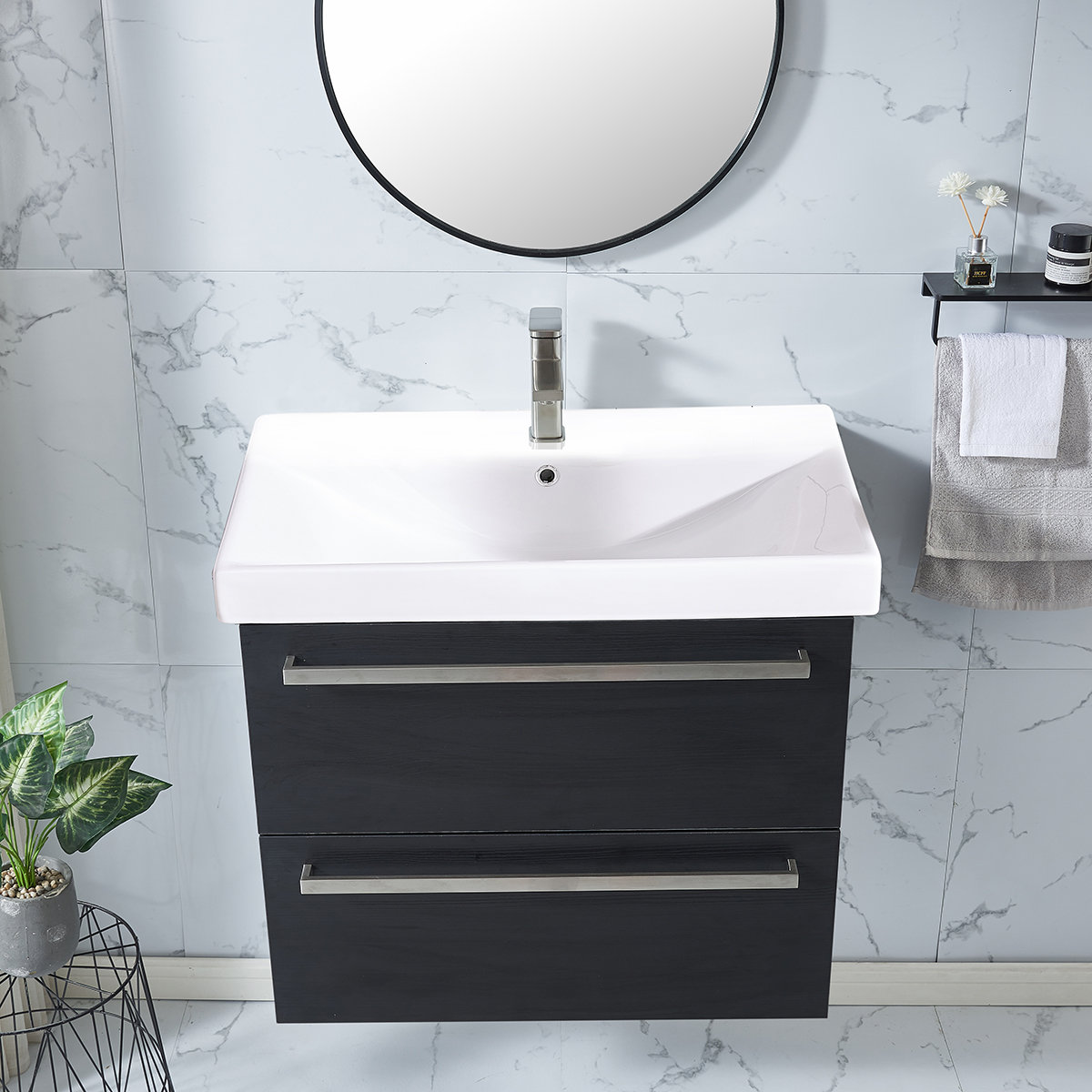 Ebern Designs Crisslyn 30'' Wood Grain Modern Wall Mounted Single ...