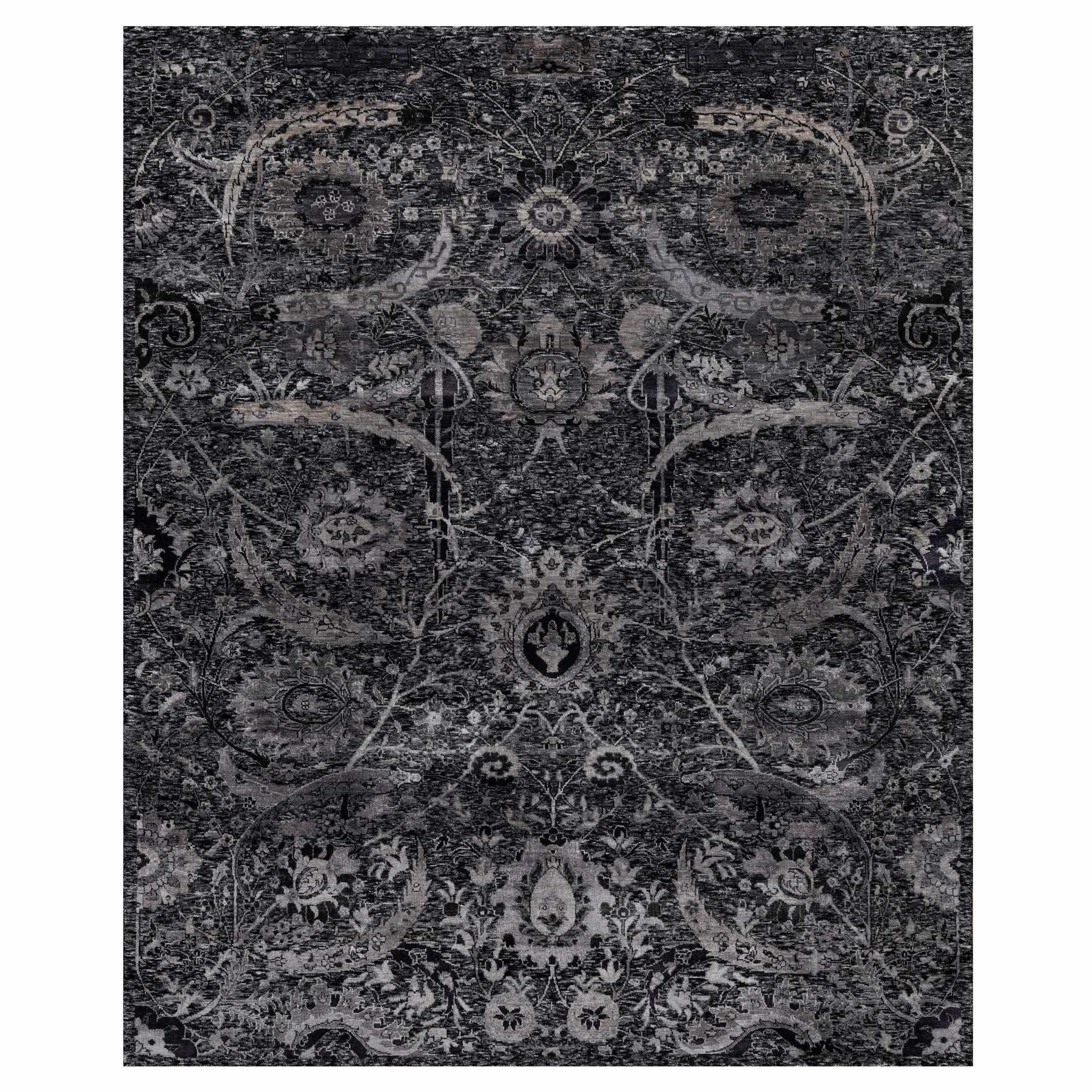 Isabelline 8'1"x10' Phantom Black, Lush and Plush, Hand Knotted, Sickle ...