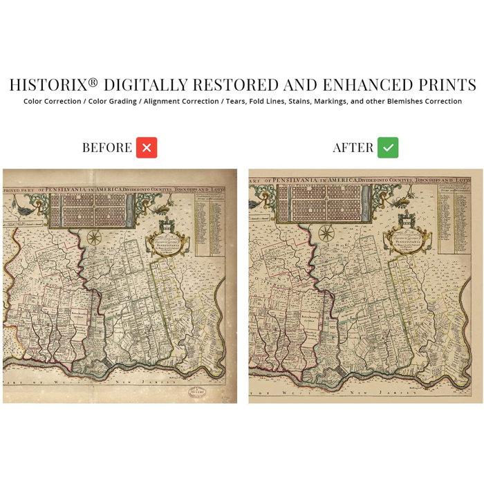 HISTORIC PRINTS Vintage 1687 Philadelphia Pennsylvania Map On Paper ...