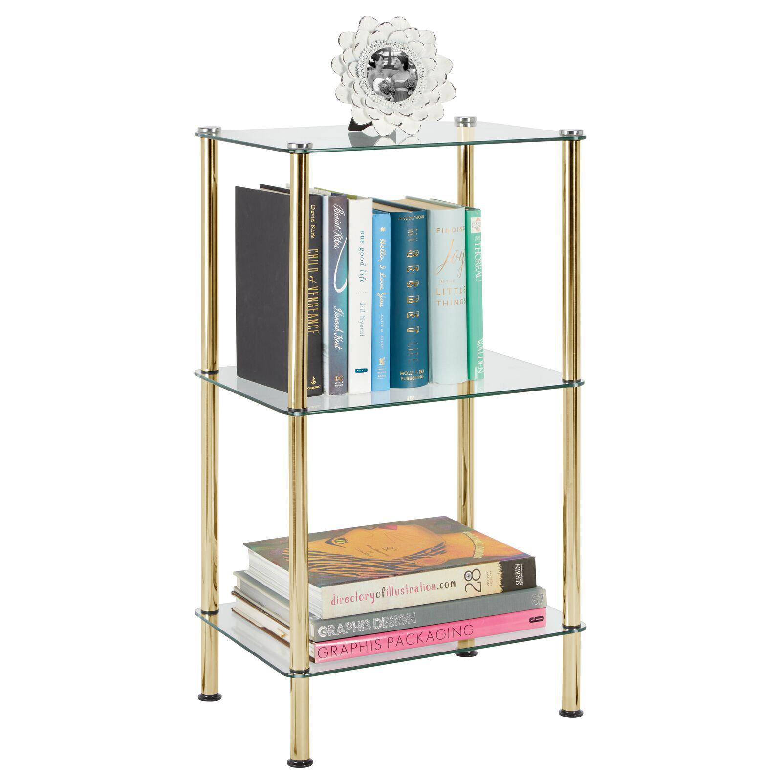 mDesign Metal/Glass Tiered Storage Tower with Open Glass Shelves | Wayfair