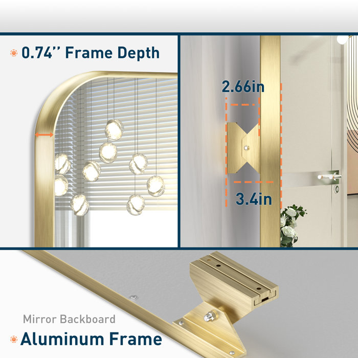 Latitude Run® Myleesha Bathroom Mirror with Framed Rounded Corner Pivot ...