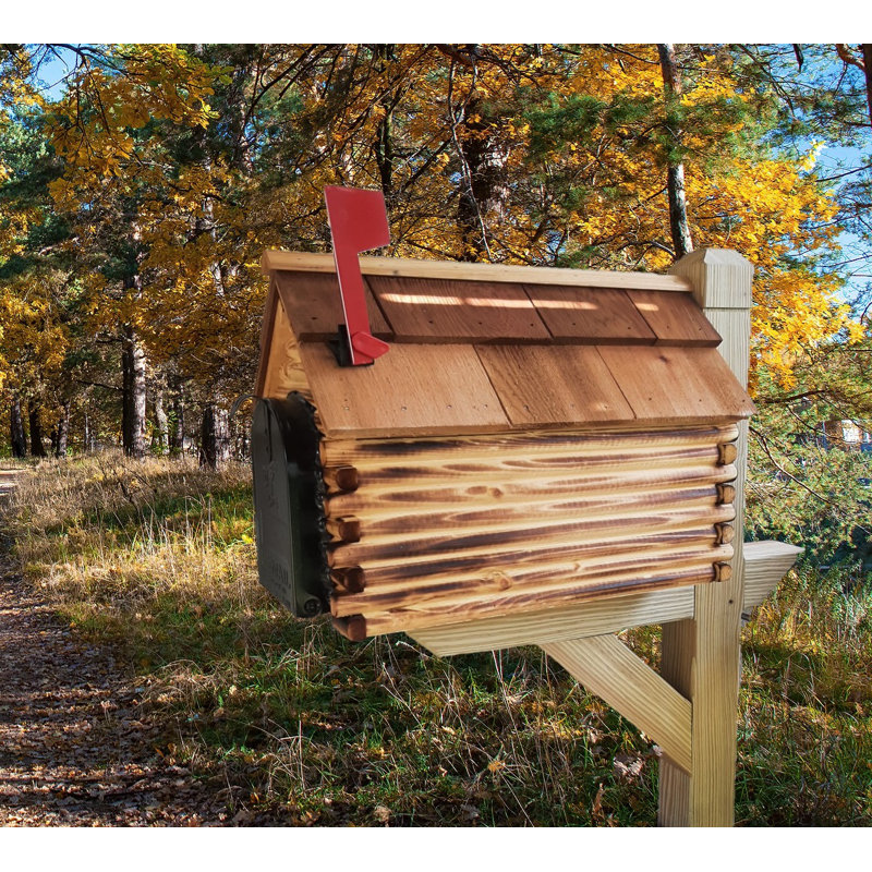 Amish Mailbox Amish Log Cabin Mailbox, Handmade | Wayfair