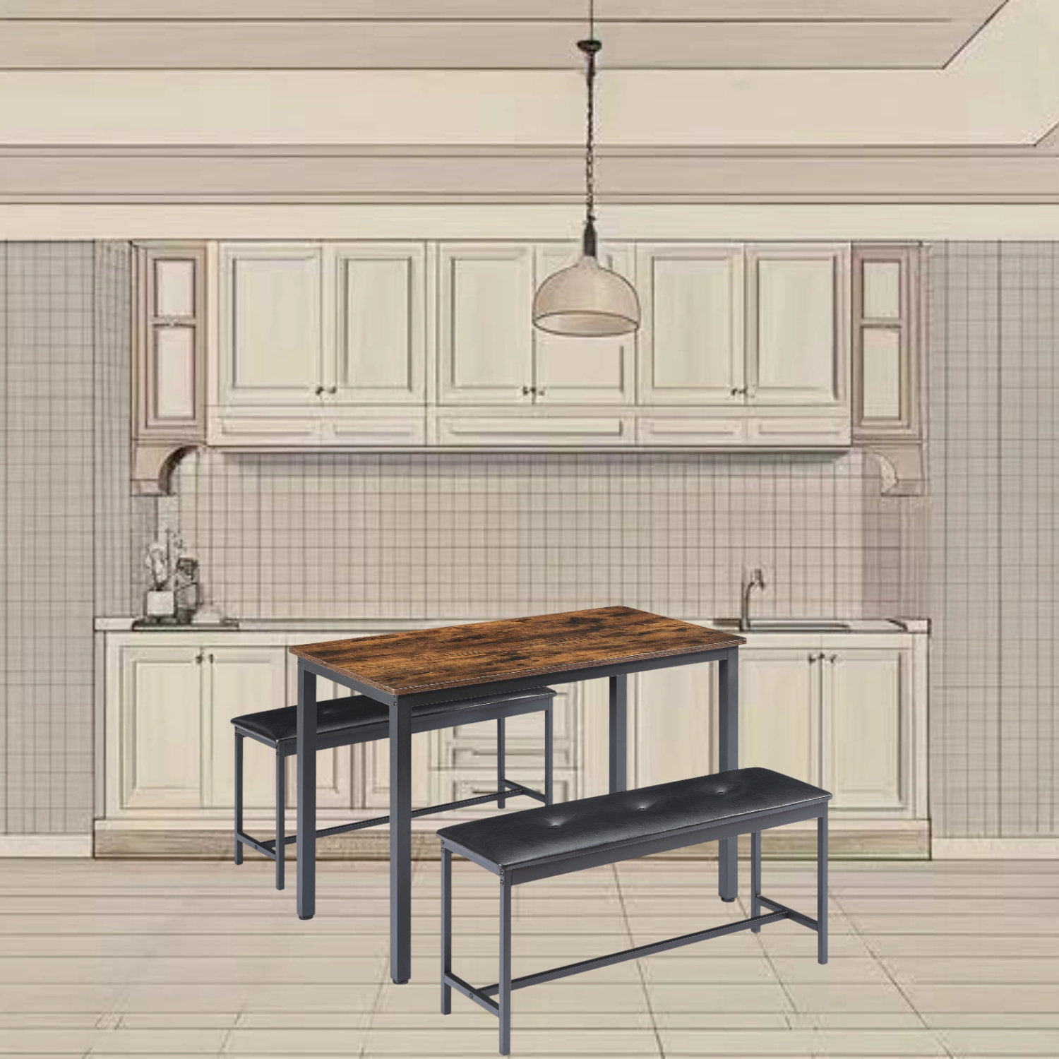 17 Stories Knyla Rectangular 43.3'' W Dining Set | Wayfair