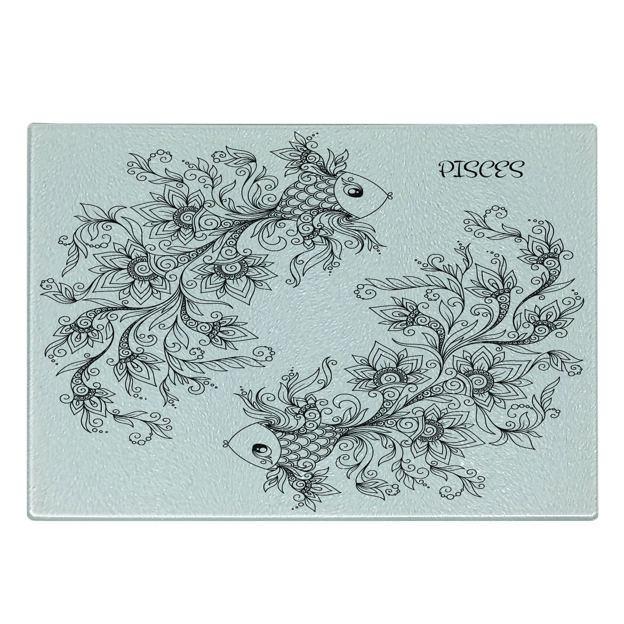 Ambesonne Floral Tempered Glass Cutting Board Astrology Pisces Sign ...