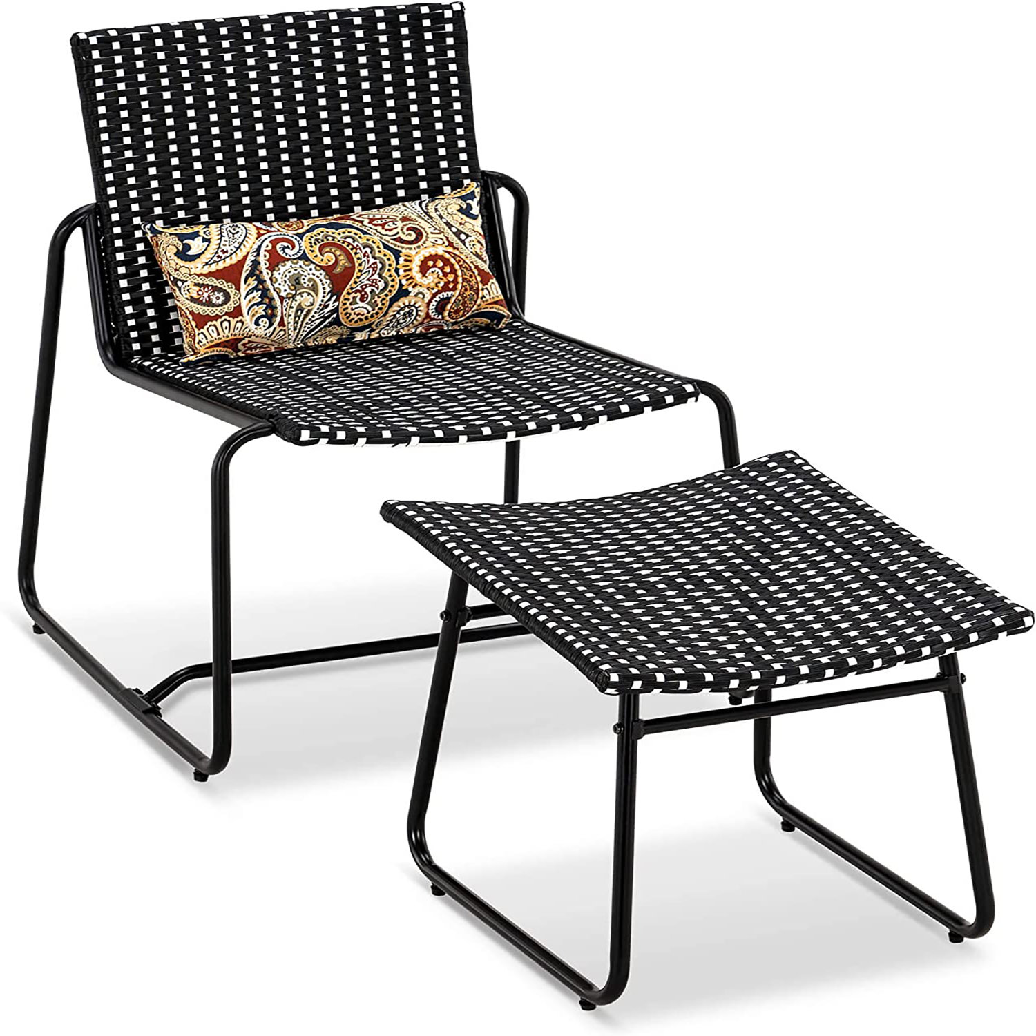 George Oliver Patio Chair Waterproof Rattan Weaving Wicker Chair with ...
