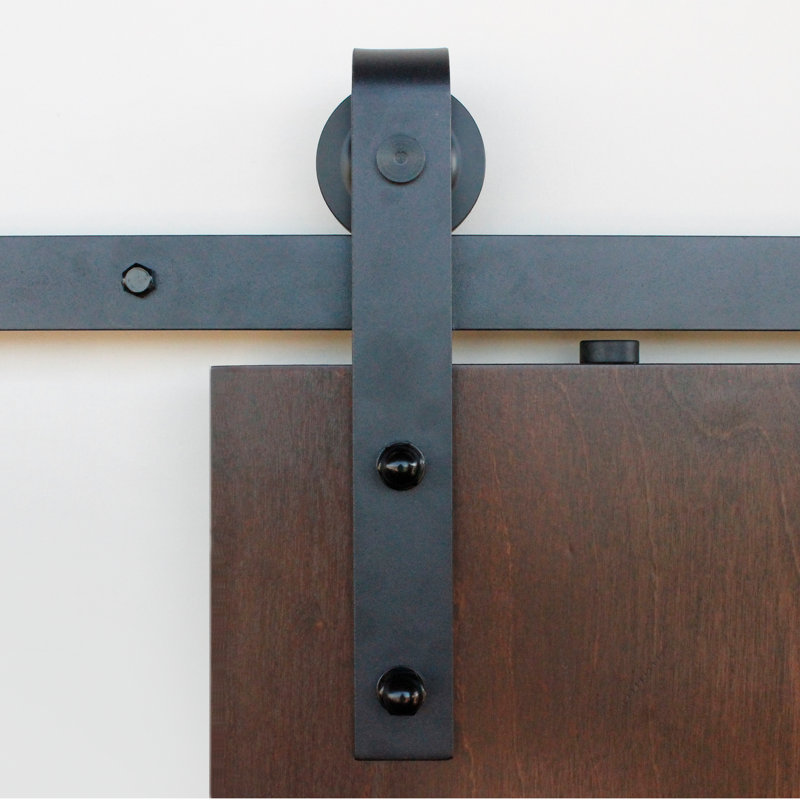 Barndoorz Slade Black Steel Single Door Barn Door Hardware Kit Standard ...