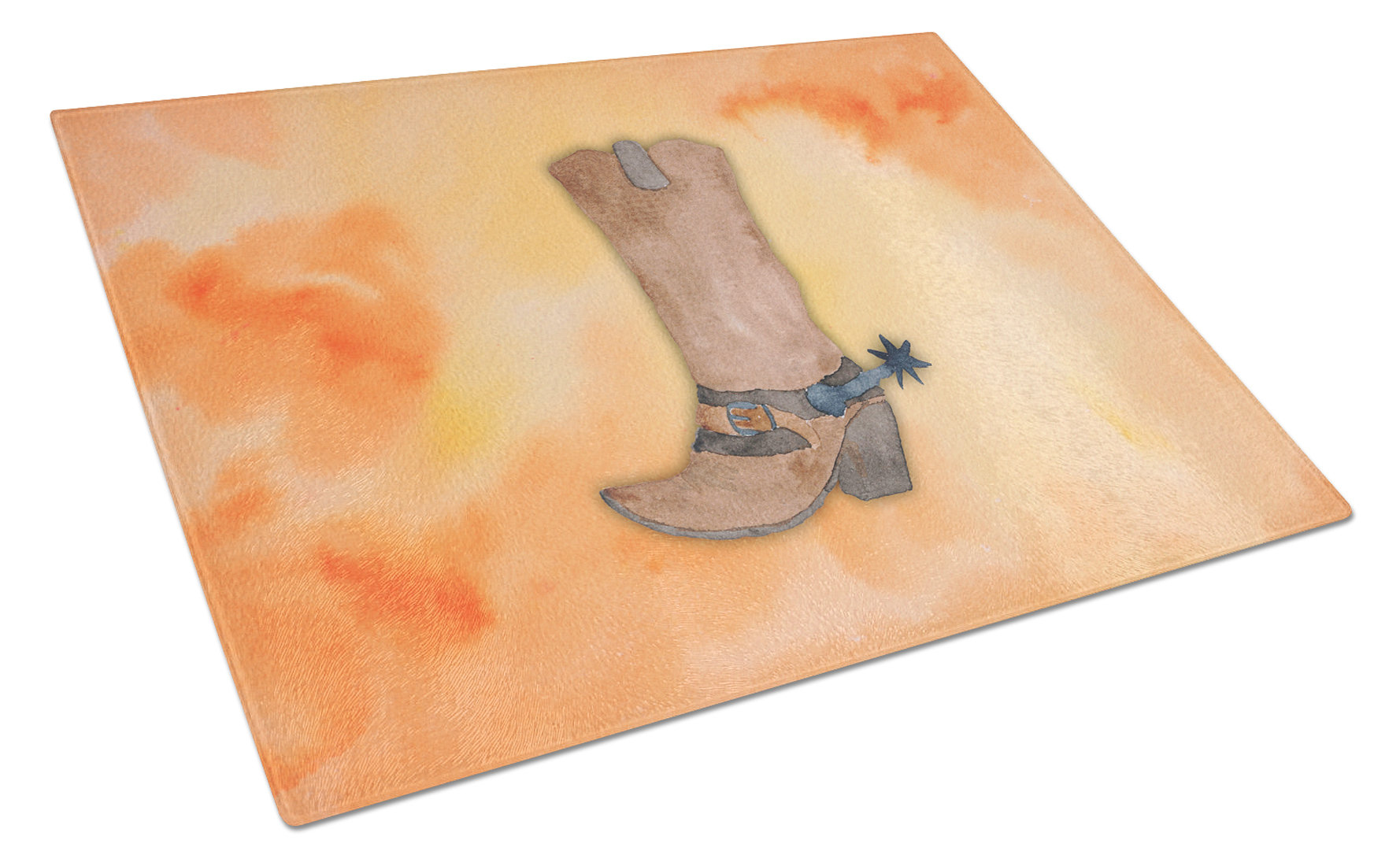 Caroline's Treasures Tempered Glass Cowboy Boot Watercolor Cutting ...