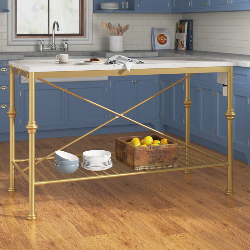 Lark Manor™ Allisun 57.88" Width Marble Top Kitchen Island & Reviews ...