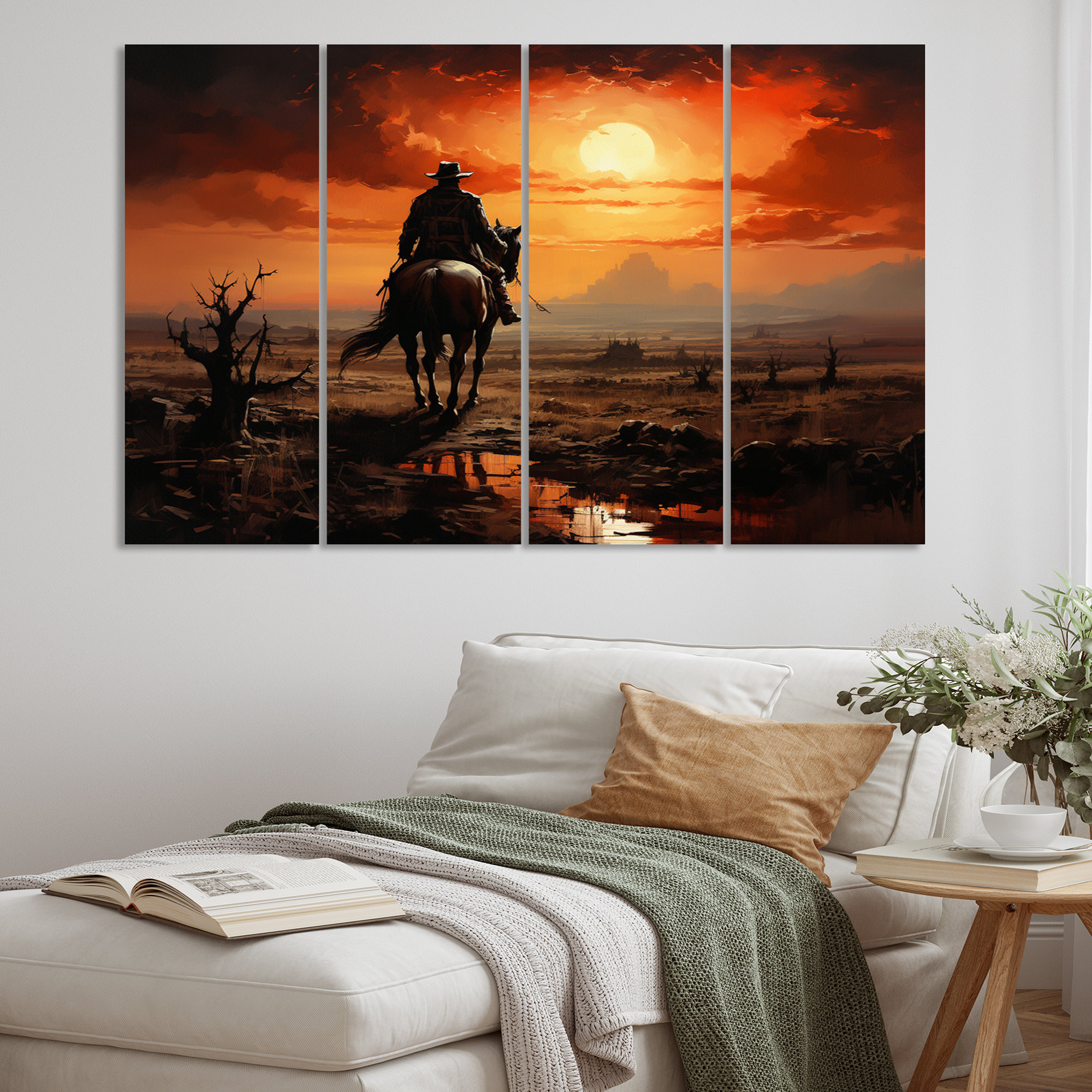 Union Rustic Cowboy Sunrise on the - Cowboys Metal Wall Decor Set | Wayfair