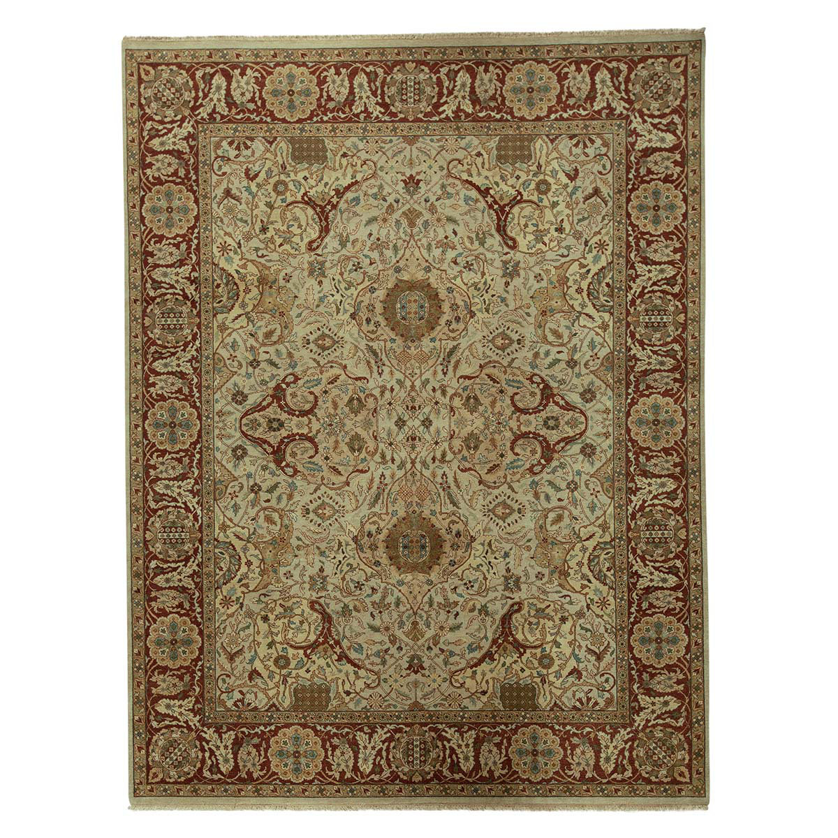 Bokara Rug Co., Inc. Hand-Knotted Wool Oriental Area Rug in Green/Red ...