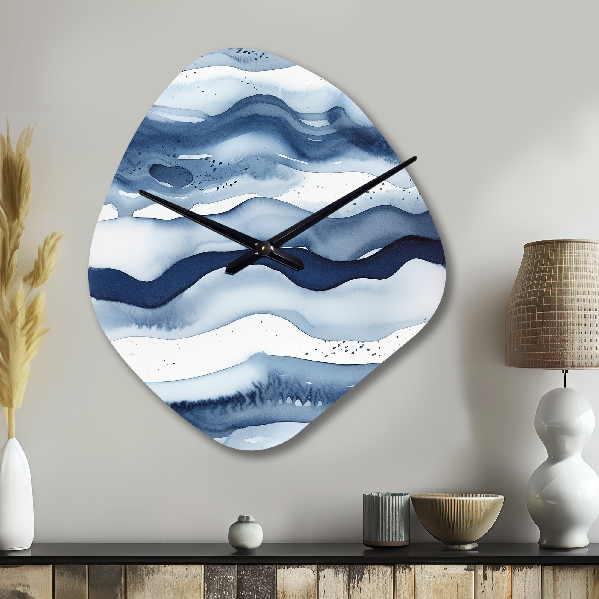 East Urban Home Makin Abstract Classic Blue Waves III - Asymmetrical ...