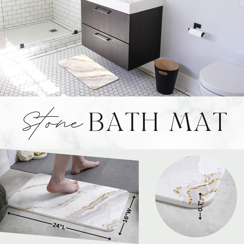 Evideco Stone Mat Diatomite Quick-dry Stone Bath Mat Design | Wayfair