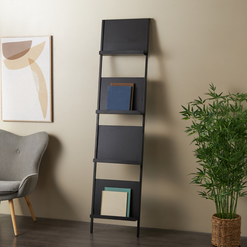 Latitude Run® Metal Tall 4 Slot Decorative Black Magazine Rack Holder ...