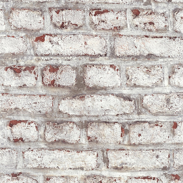 Galerie Wallcoverings Bricks and More Collection White Distressed ...