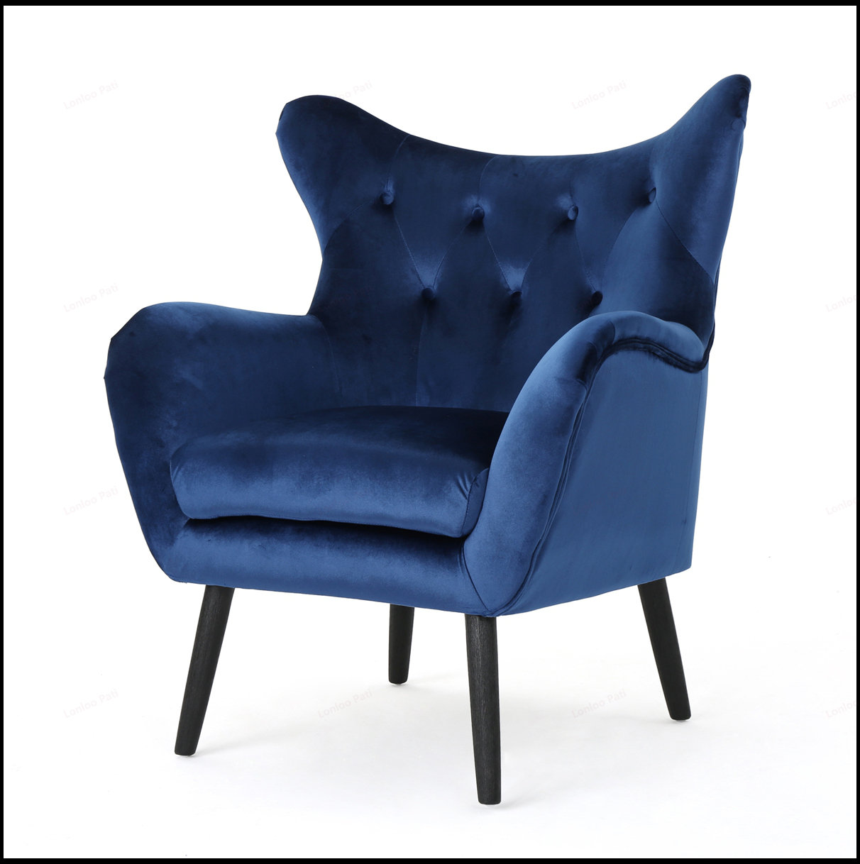 Winston Porter Charming Mid-Century Velvet Arm Chair with Traditional ...