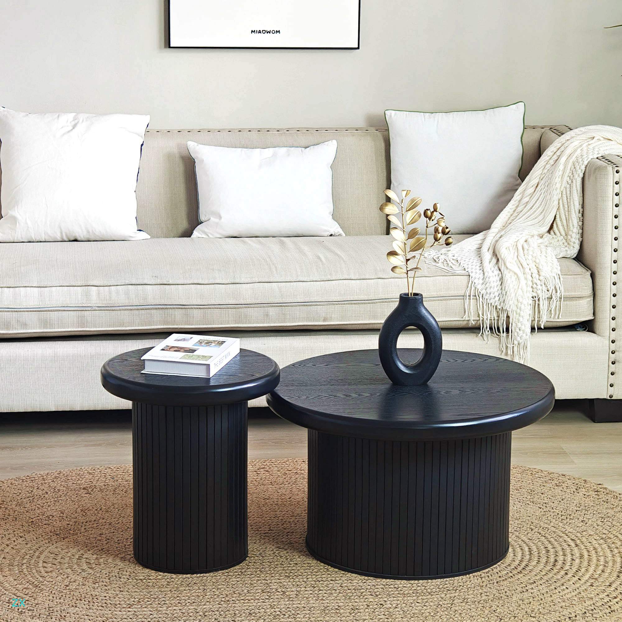 Ivy Bronx Modern Round Coffee Table Set – Dual Table Combination With ...