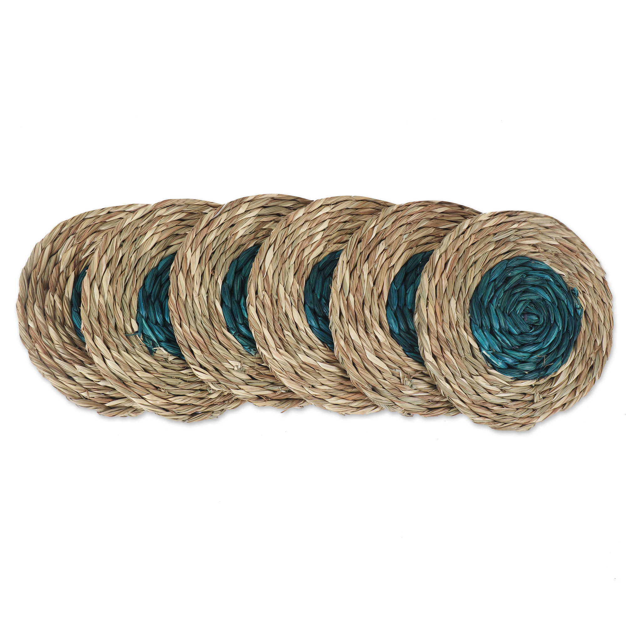 Rosecliff Heights Handmade Turquoise Aura Natural Fiber Coasters (Set ...
