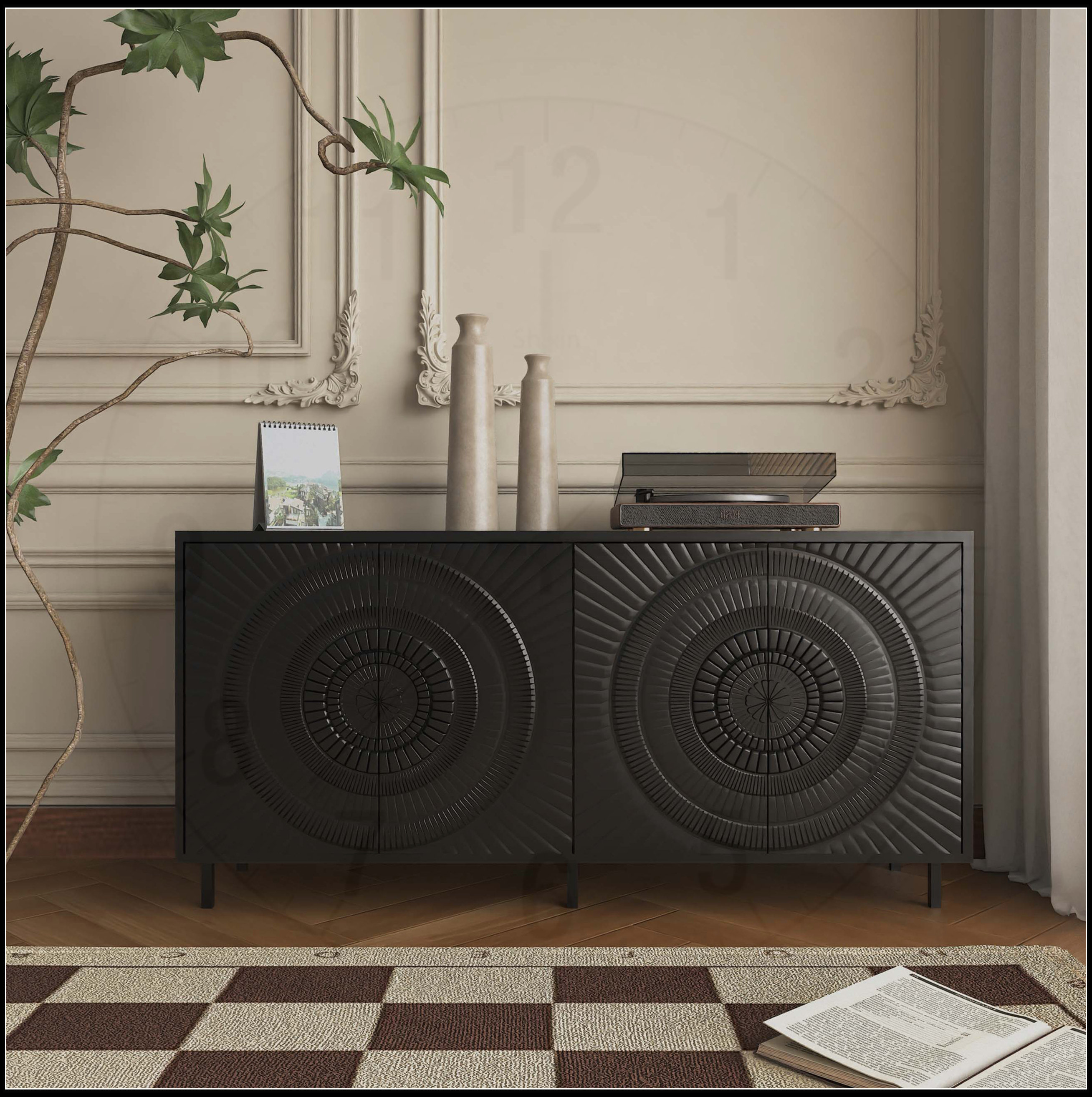 Dakota Fields Modern Wood Sideboard Buffet with Ample Storage for Dining, Living, and Kitchen ...