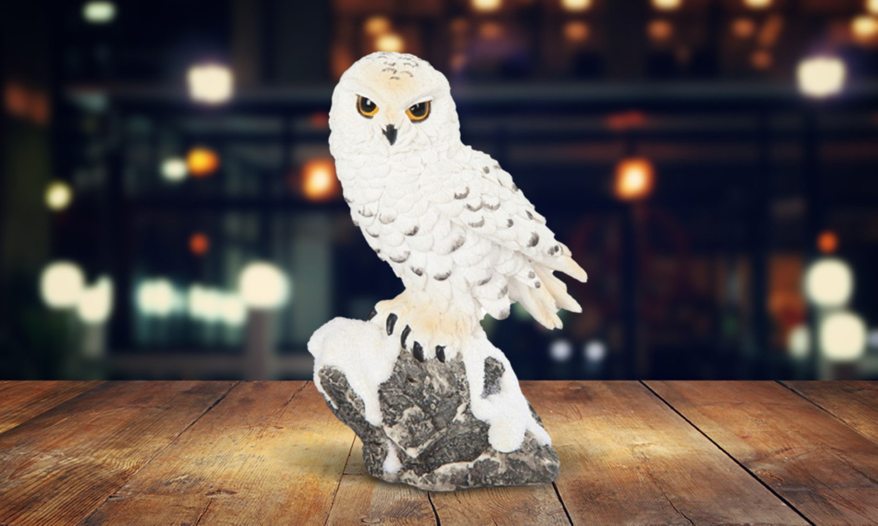 Loon Peak® Codding 5"H Snowy Owl Standing on Rock Wild Animal Figurine ...
