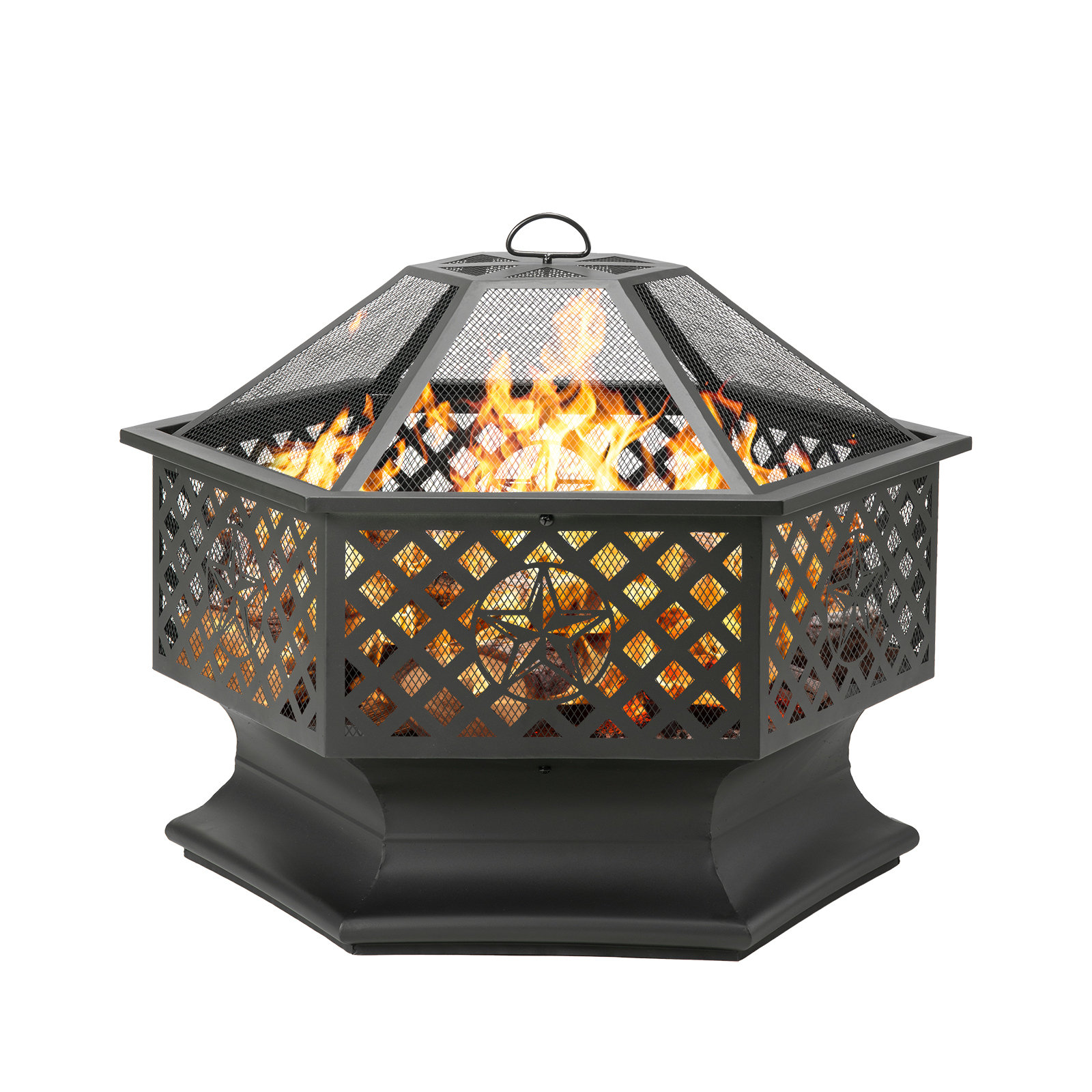 Red Barrel Studio® 38 Inch Hexagonal Outdoor Wood Burning Fire Pit ...