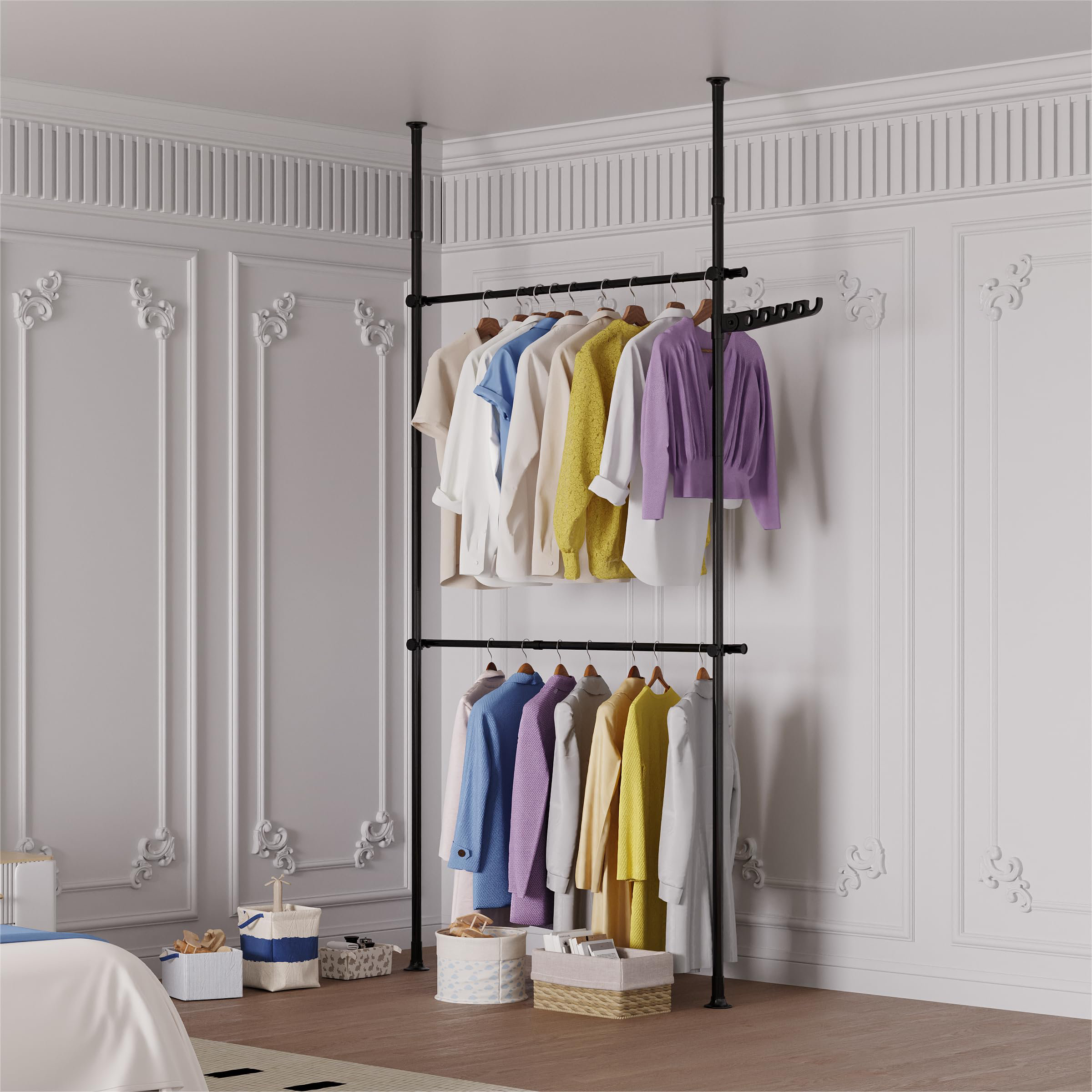 Latitude Run® 2 Tier Metal Adjustable Height Clothing Hanging Rack ...