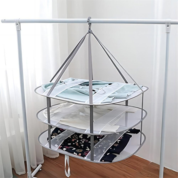 Rebrilliant 3-Tier Folded Mesh Clothes Hanging Dryer Sweater Drying ...