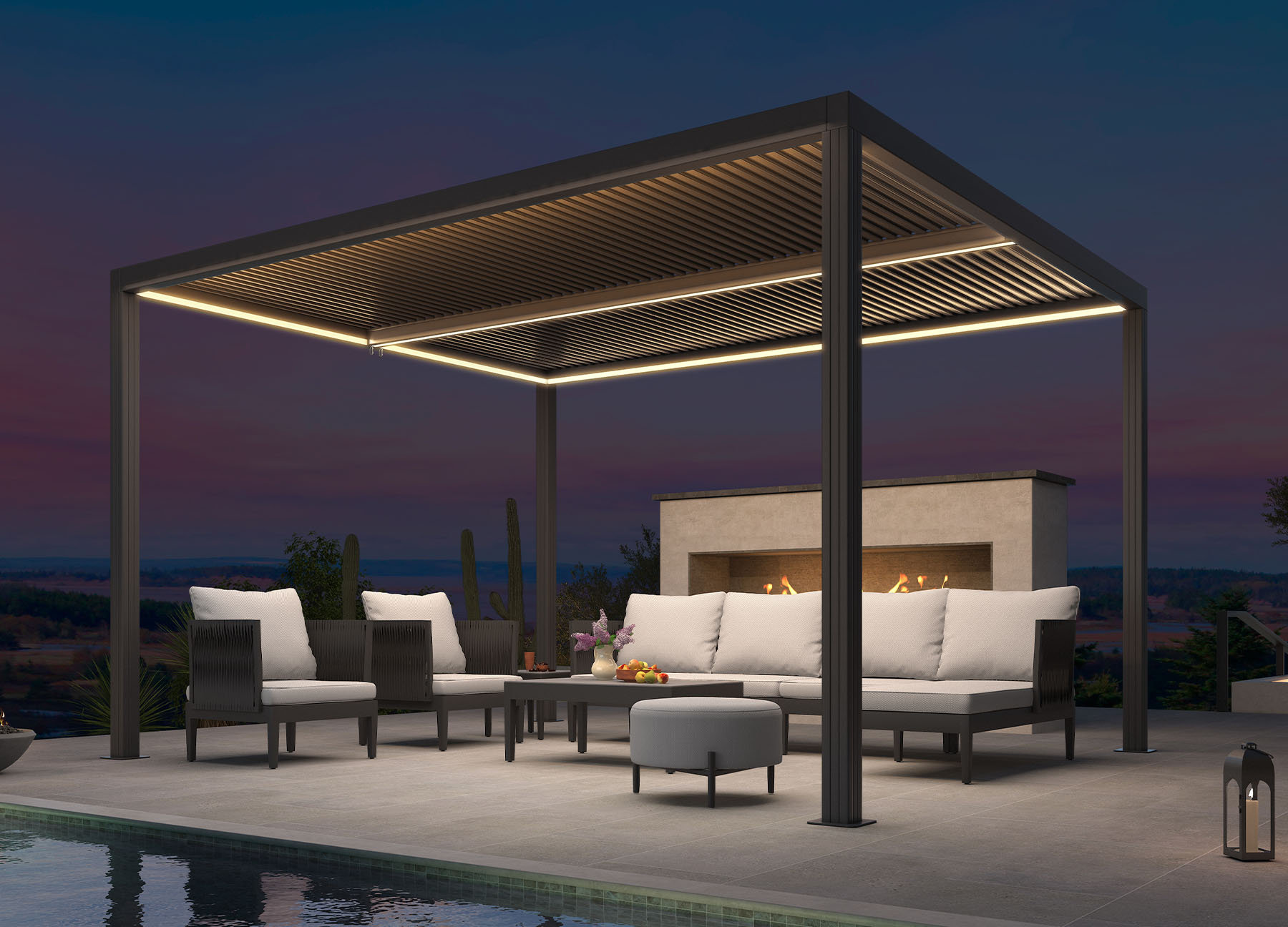 Purple Leaf Led Louvered Pergola Full Aluminum Frame And Adjustable ...