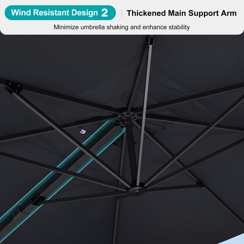 Purple Leaf Outdoor 132" Square Aluminum Cantilever Offset Umbrella ...
